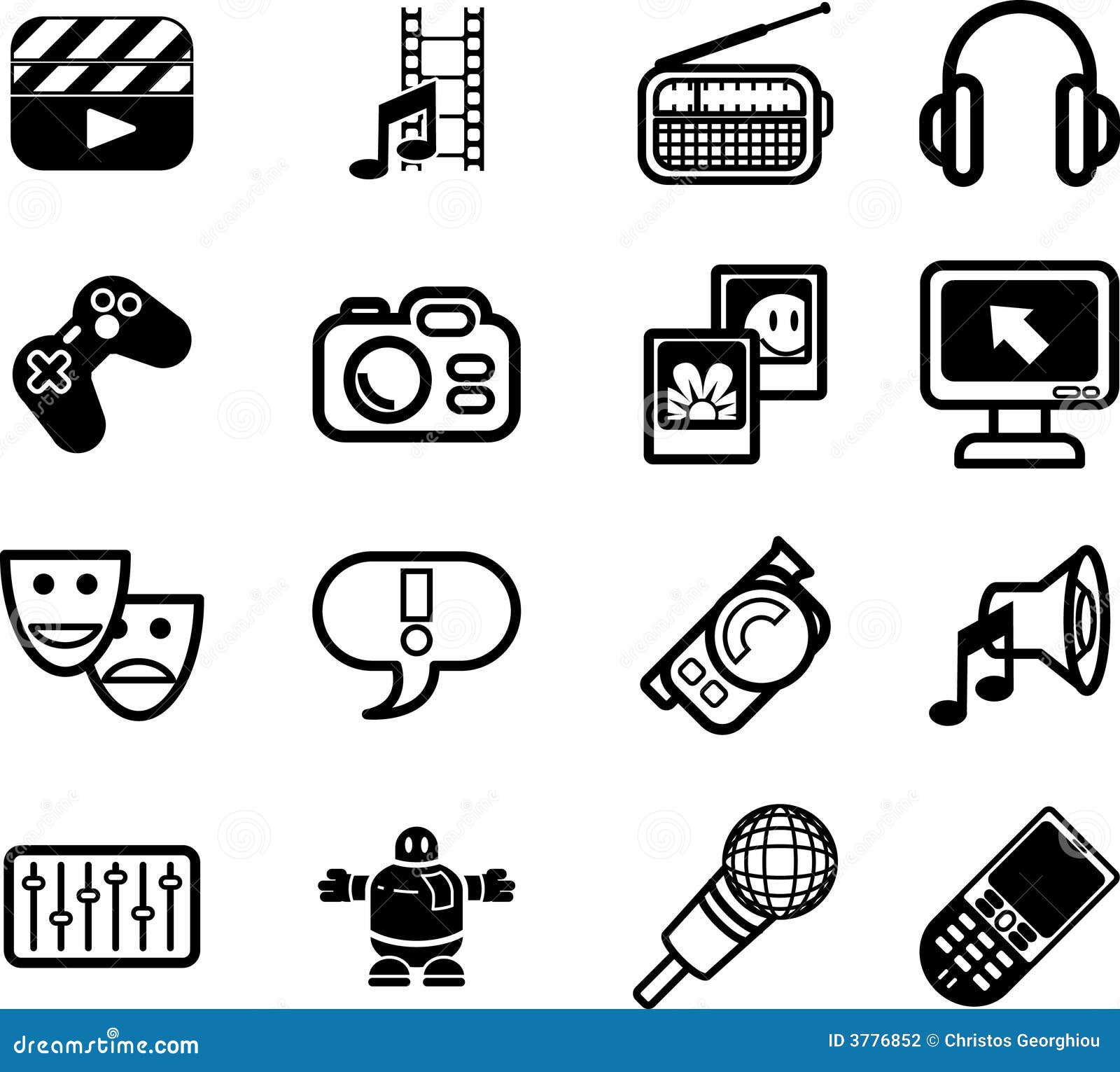 Media icon series set stock vector. Illustration of icons - 3776852