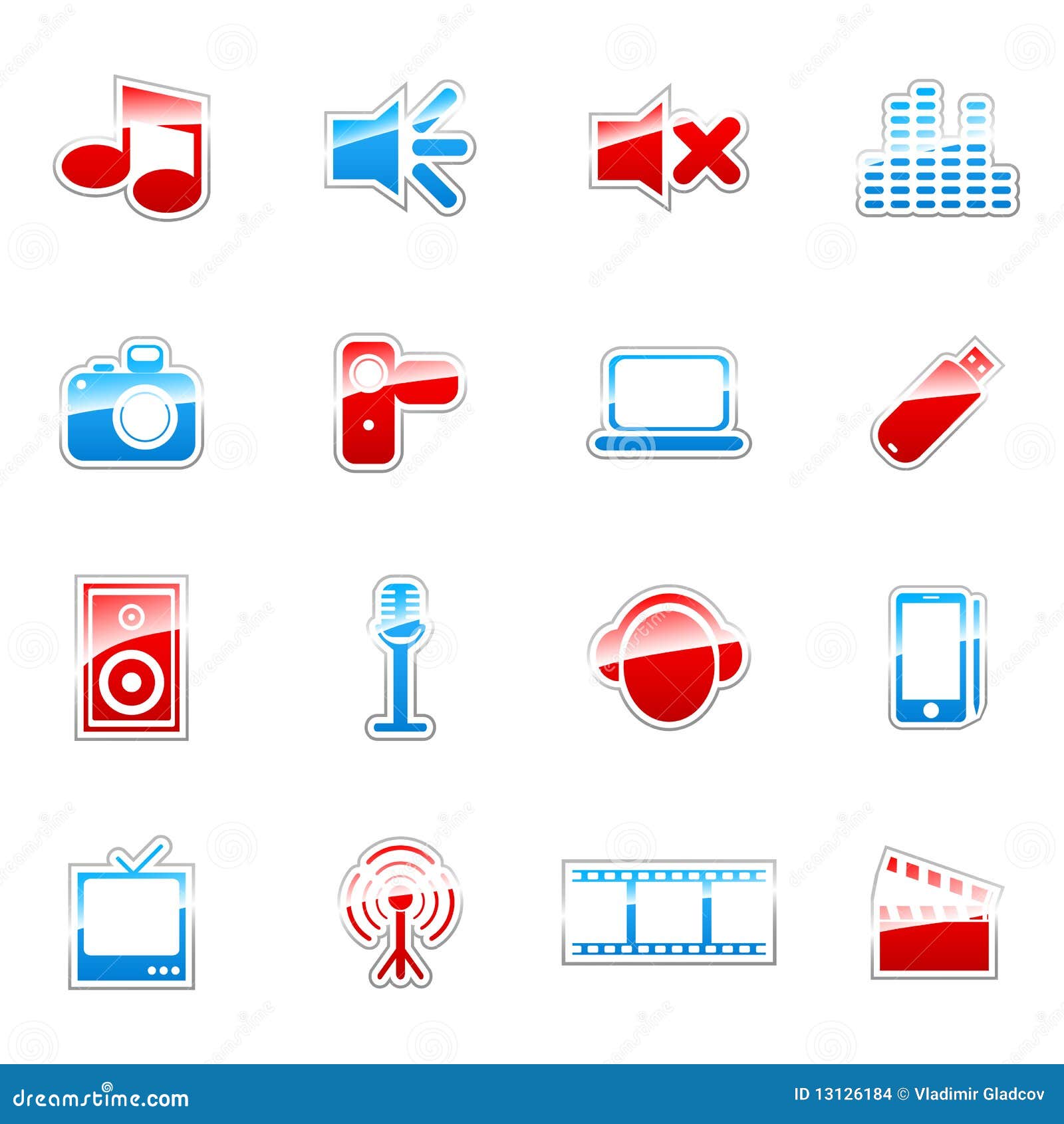 Media icon set stock vector. Illustration of element - 13126184
