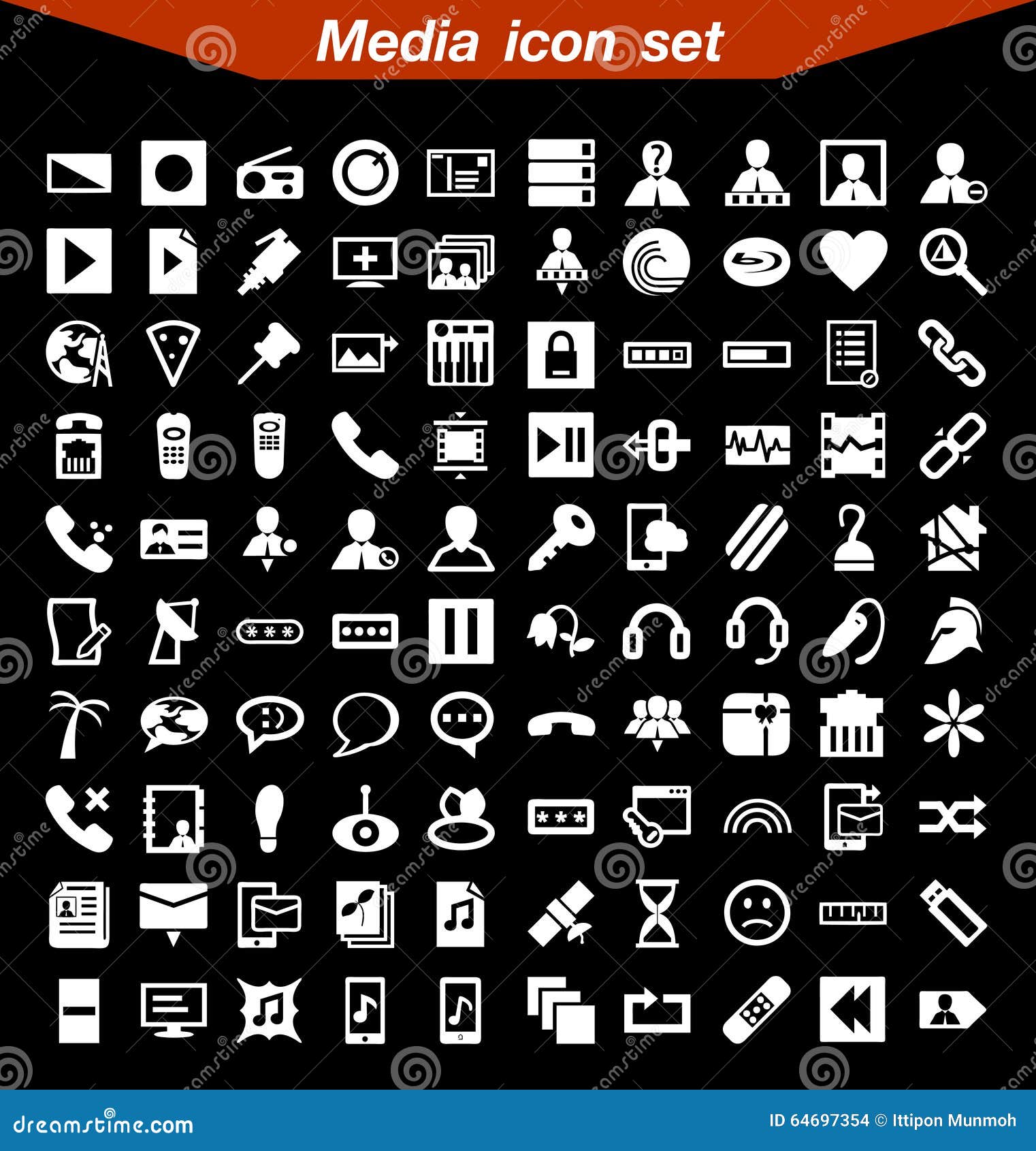 Media icon set stock illustration. Illustration of black - 64697354