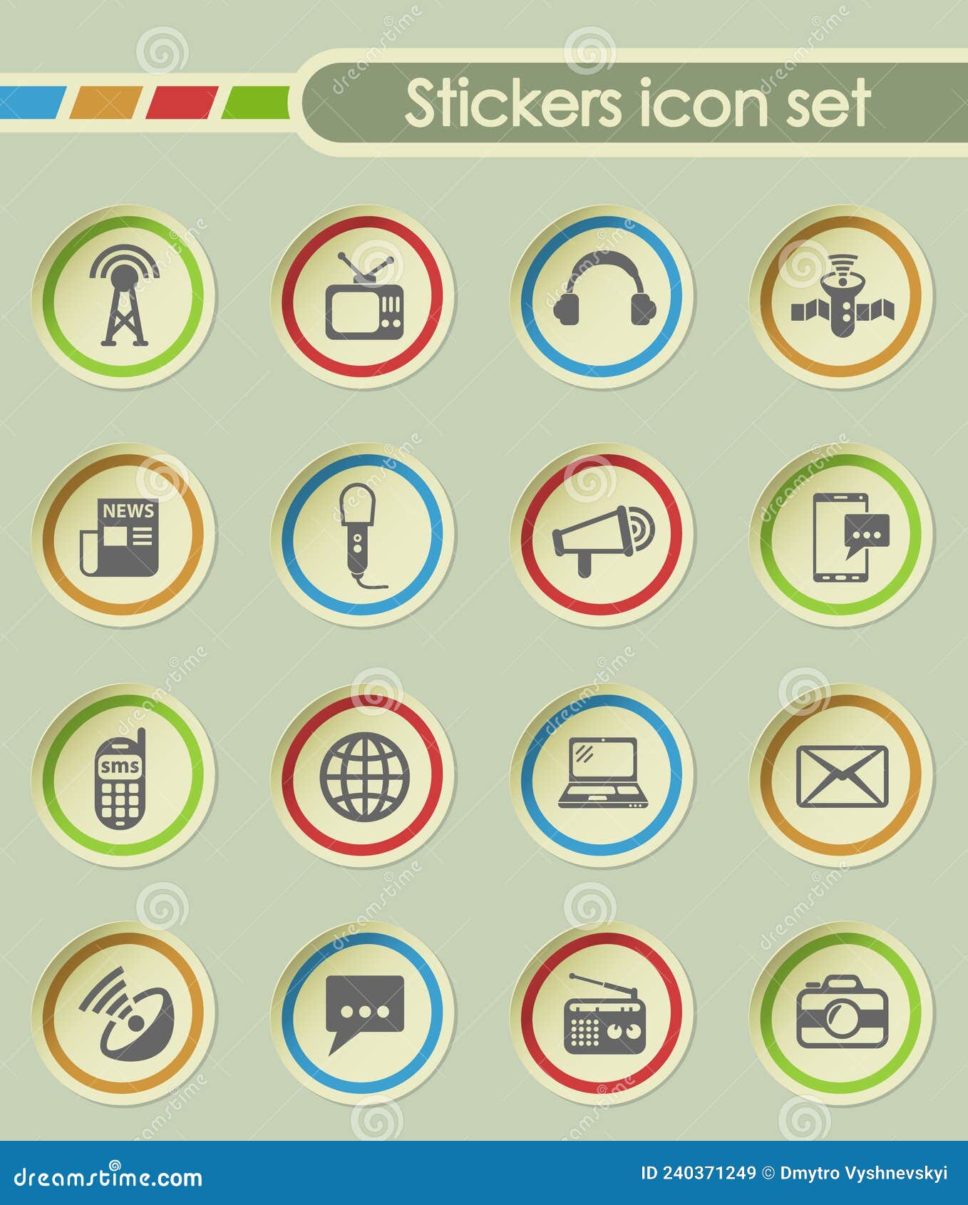 Media icon set stock vector. Illustration of news, smartphone - 240371249