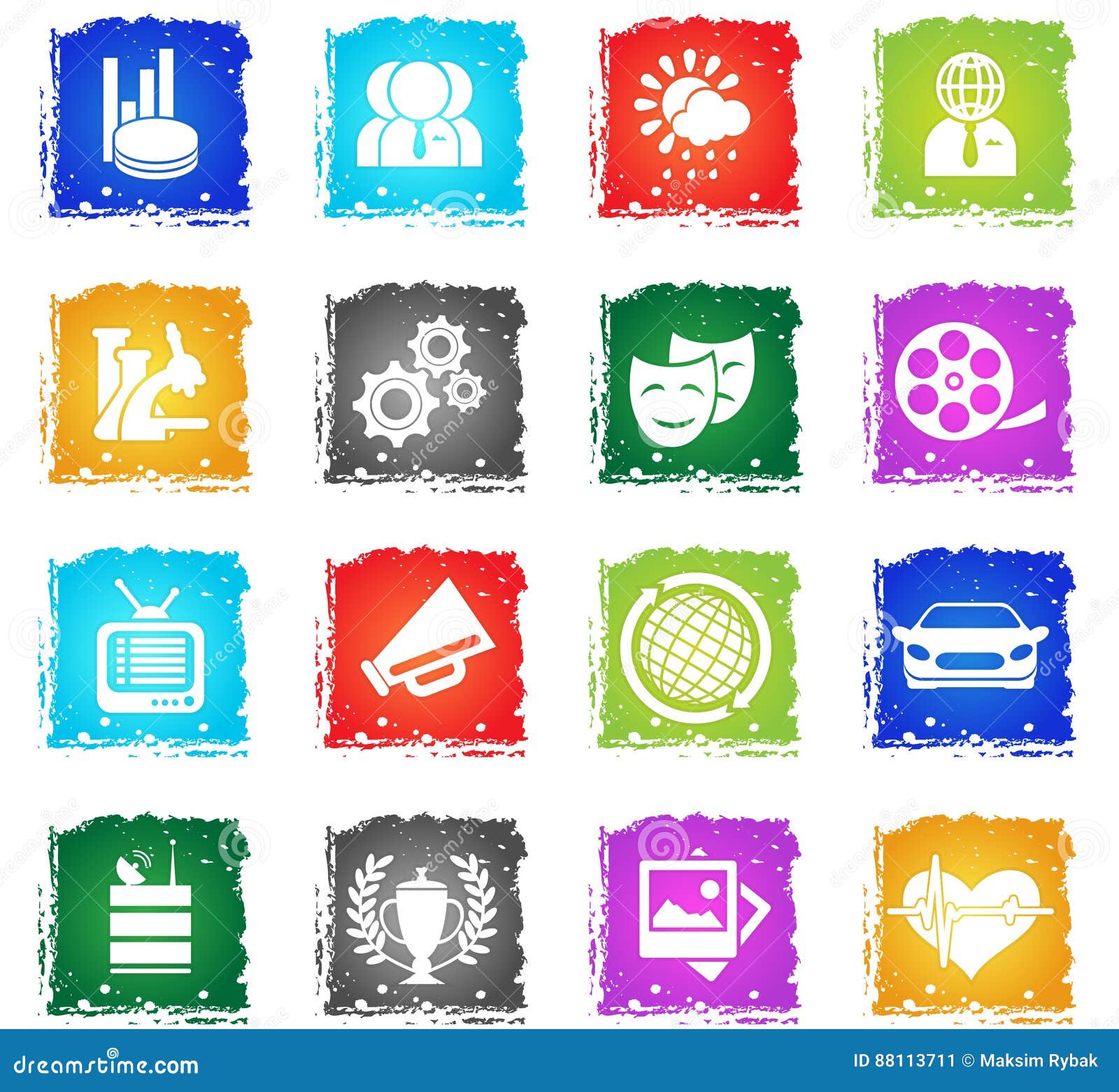 Media icon set stock illustration. Illustration of building - 88113711