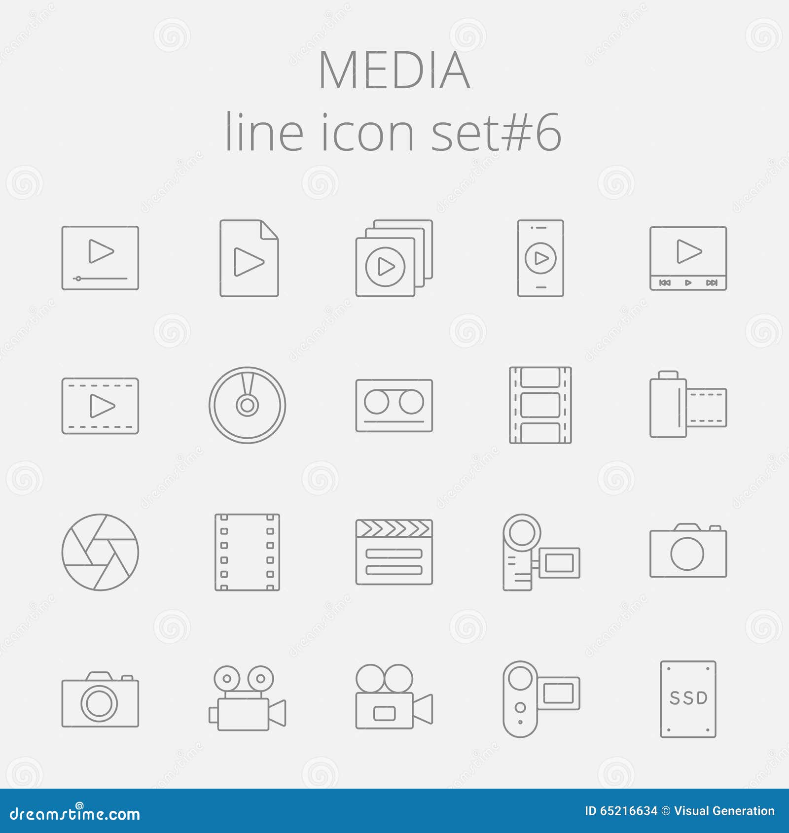 Media icon set stock vector. Illustration of concept - 65216634