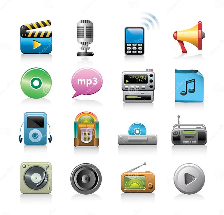 Media Icons stock vector. Illustration of graphic, ring - 14544024