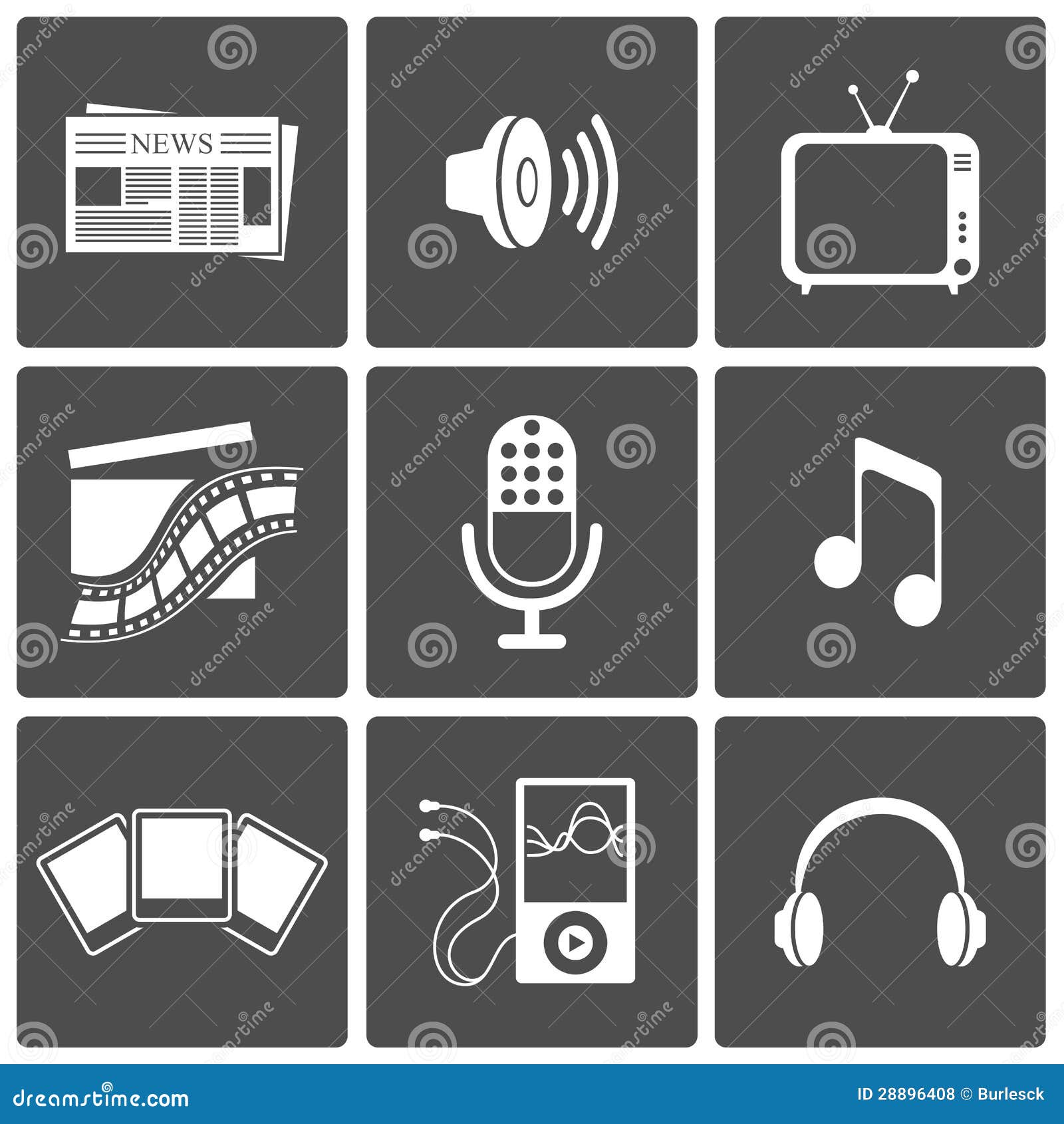 Media icons stock vector. Illustration of symbol, internet - 28896408