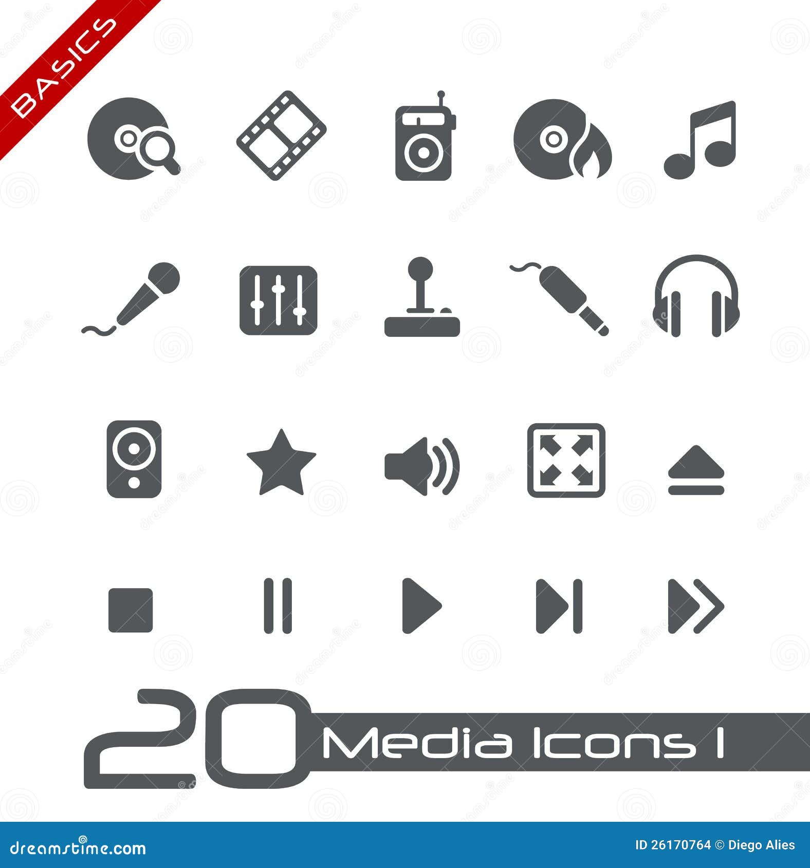 Media Icons // Basics stock vector. Illustration of battery - 26170764