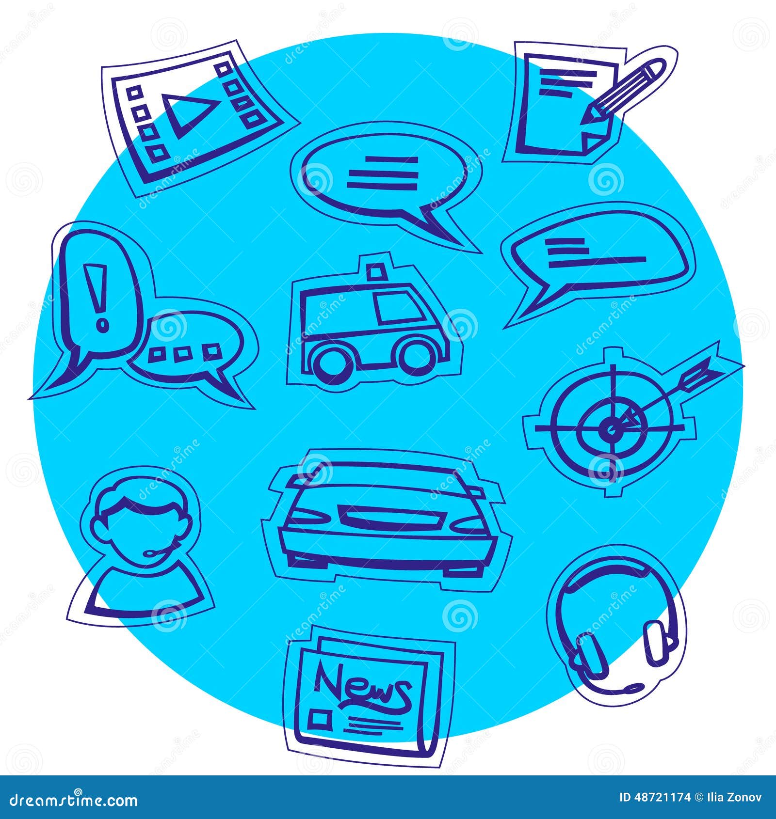 Media icons stock vector. Illustration of design, speak - 48721174