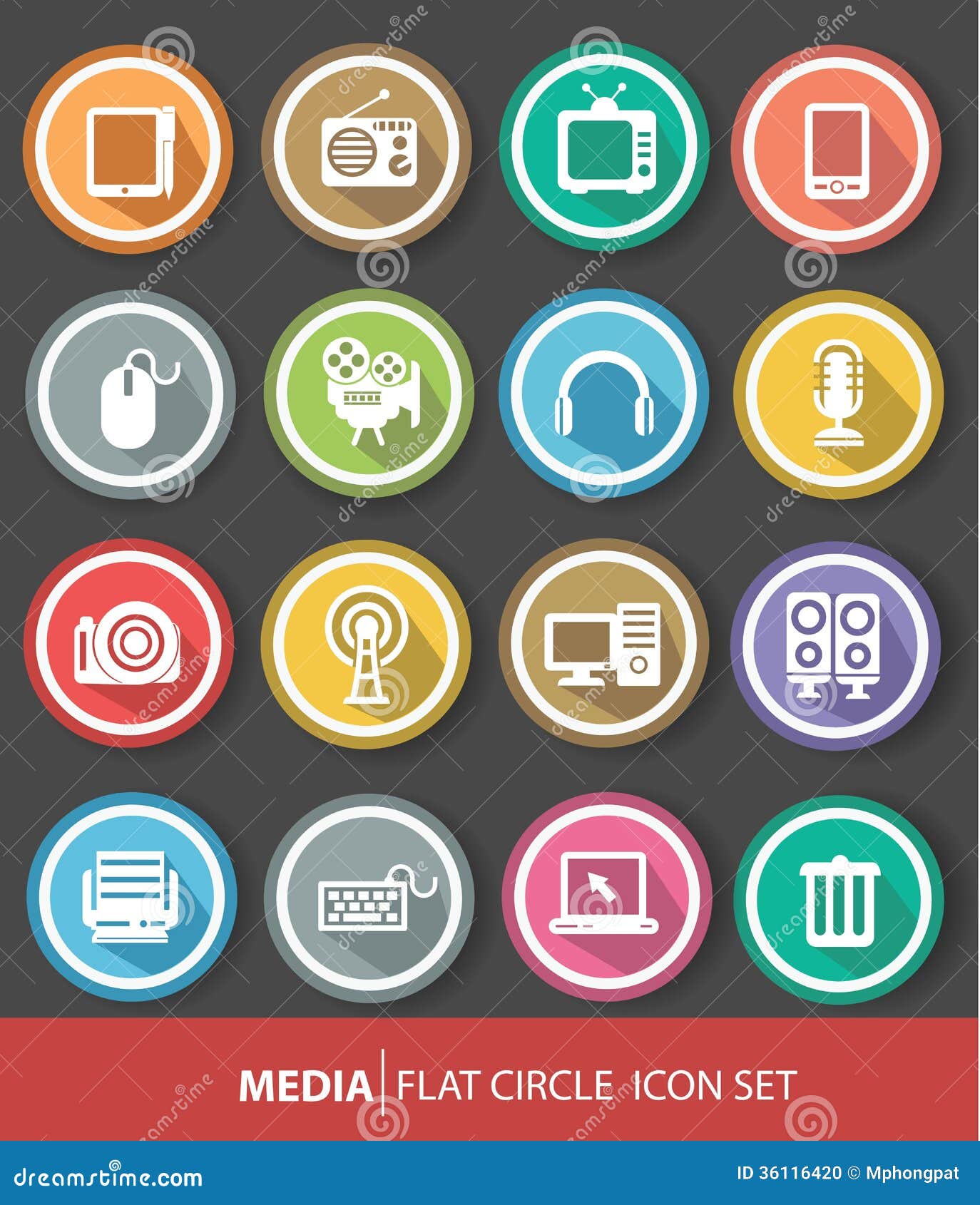 Media Icons, Colorful Version Stock Illustration - Illustration of ...