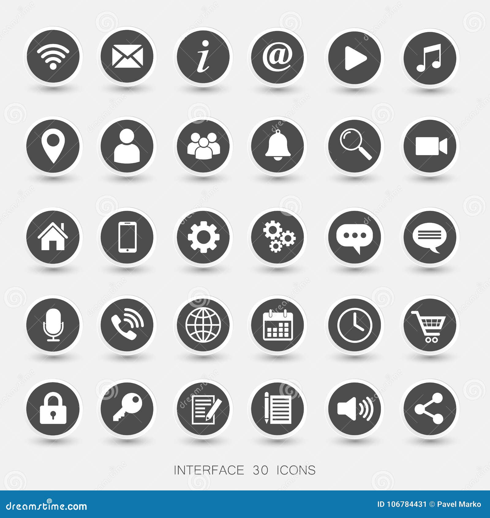 Media Icons Grey stock vector. Illustration of abstract - 106784431