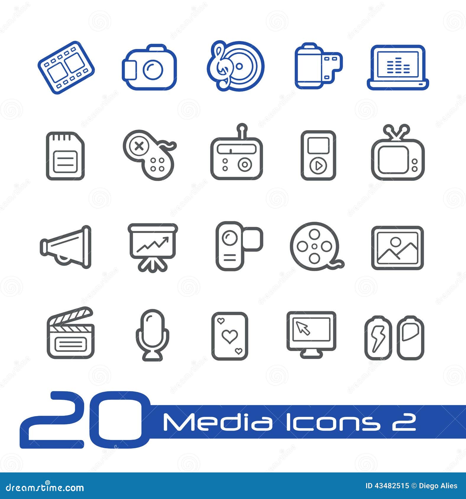 Media Icons // Line Series stock vector. Illustration of card - 43482515