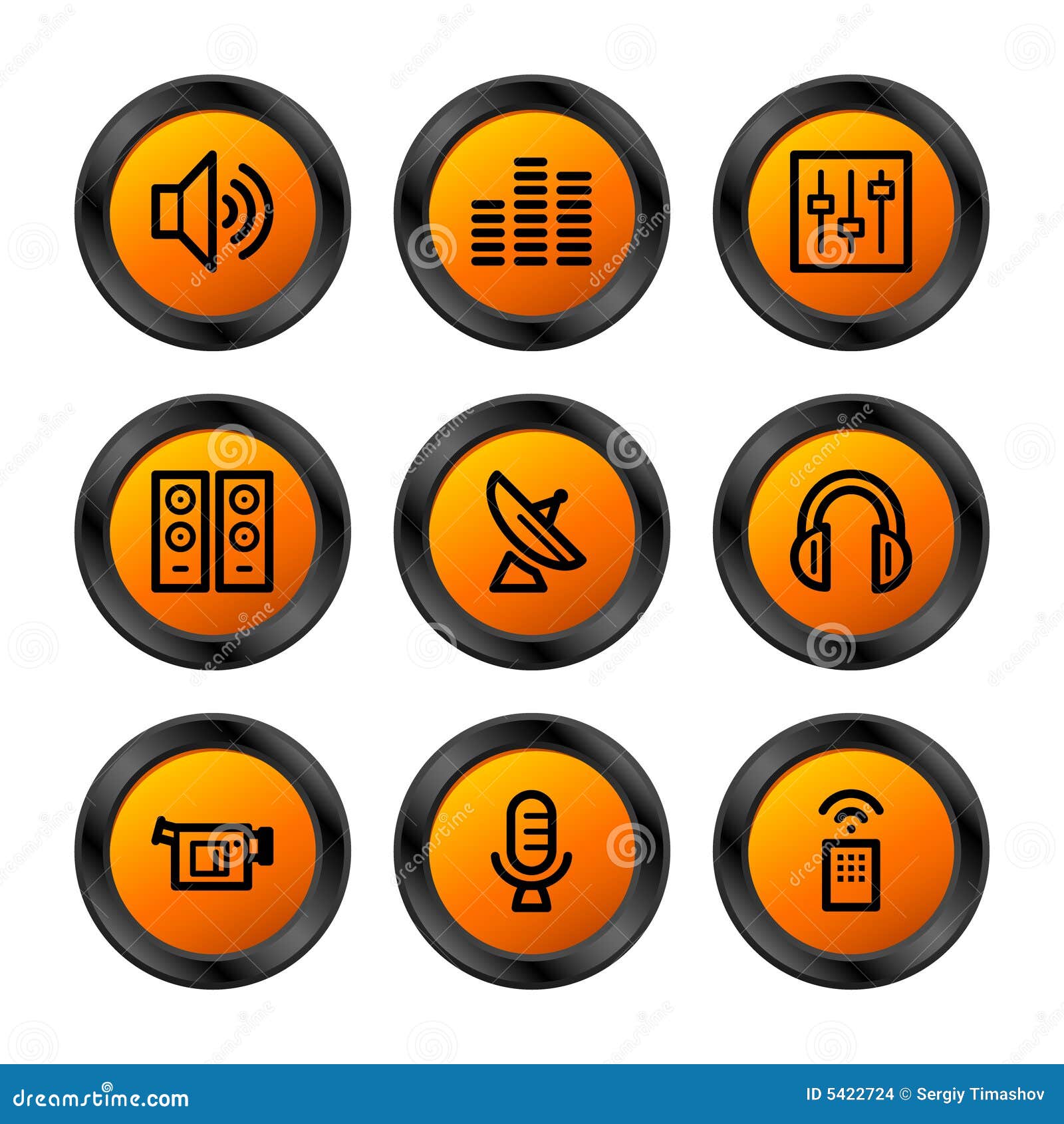Media icons, orange series stock vector. Illustration of video - 5422724