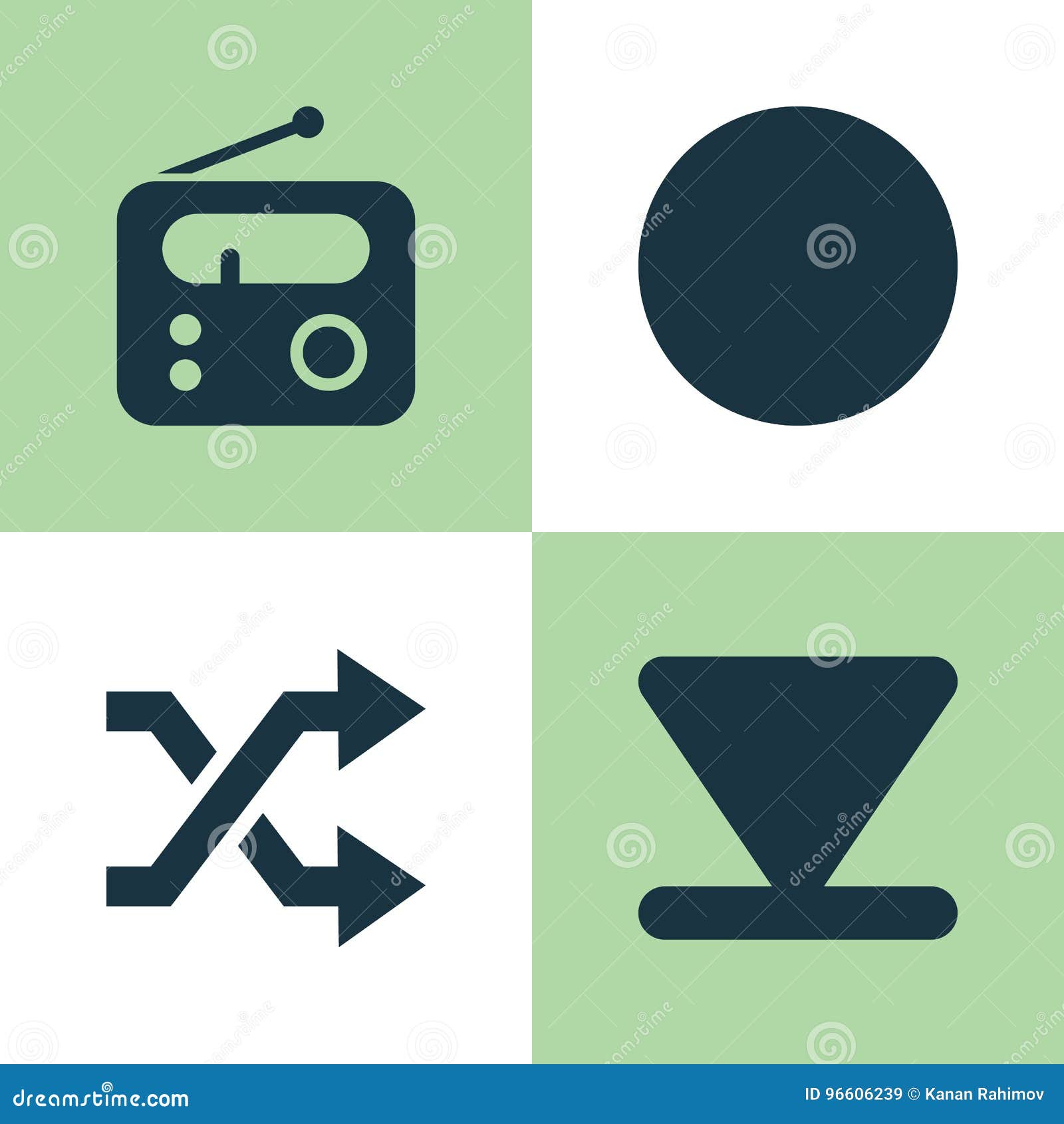 Media Icons Set. Collection of Randomize, Tuner, Circle Elements. Also ...