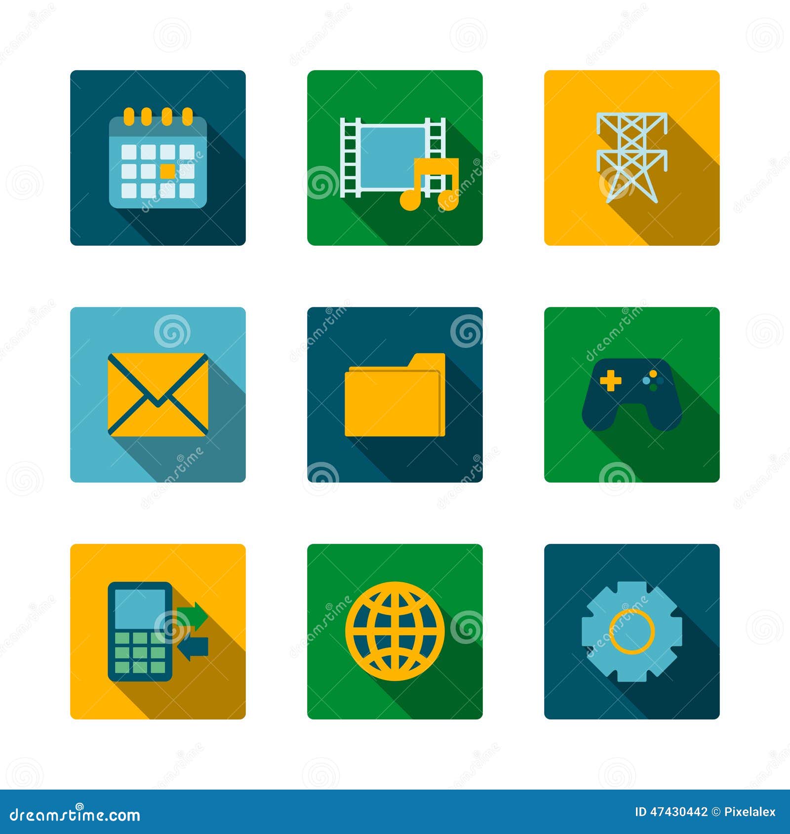 Media Icons Set stock vector. Illustration of email, music - 47430442