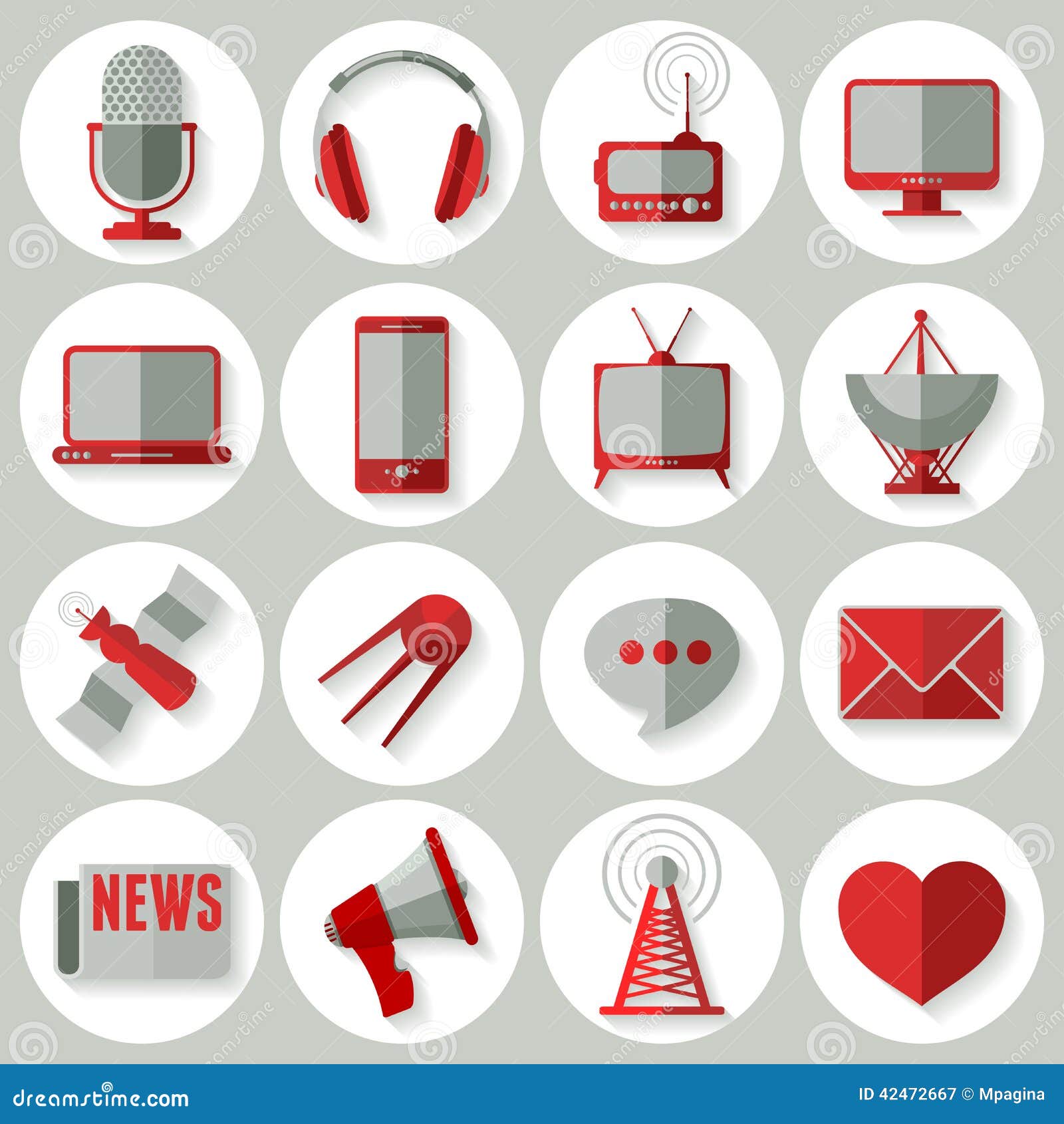 Media icons set stock vector. Illustration of mail, global - 42472667