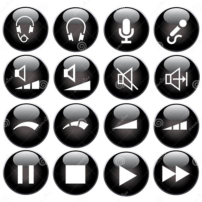 Media icons set vector stock vector. Illustration of play - 8936573