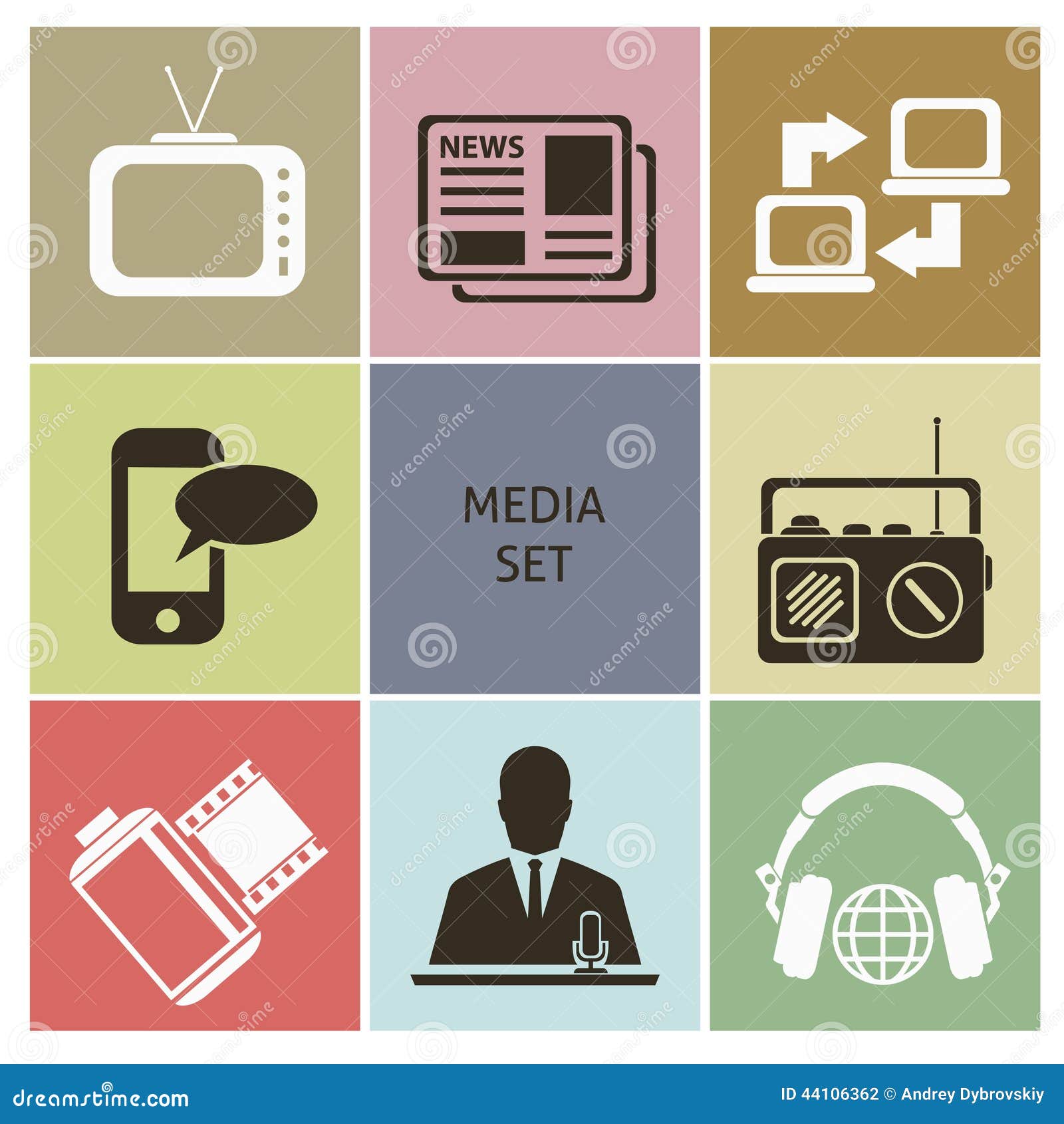 Media icons stock vector. Illustration of social, connection - 44106362
