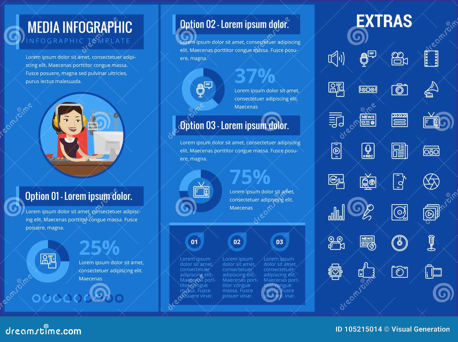 Media Infographic Template, Elements and Icons. Stock Vector ...