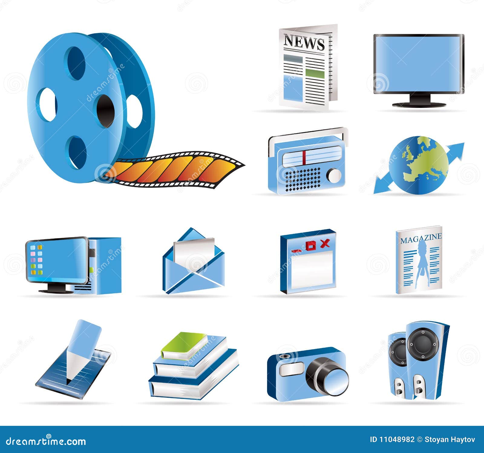 Media and Information Icons Stock Vector - Illustration of media ...