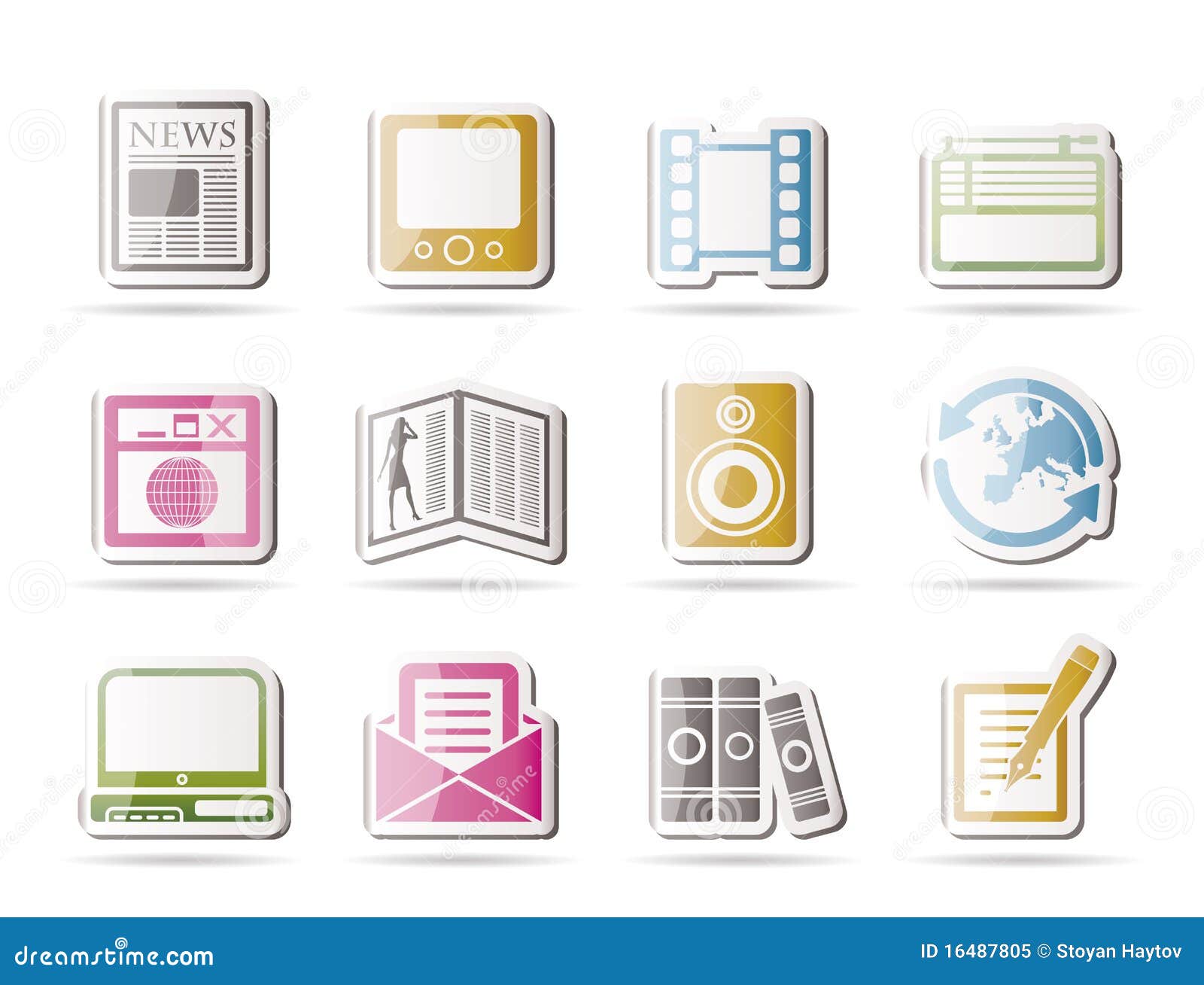 Media and Information Icons Stock Vector - Illustration of earth ...