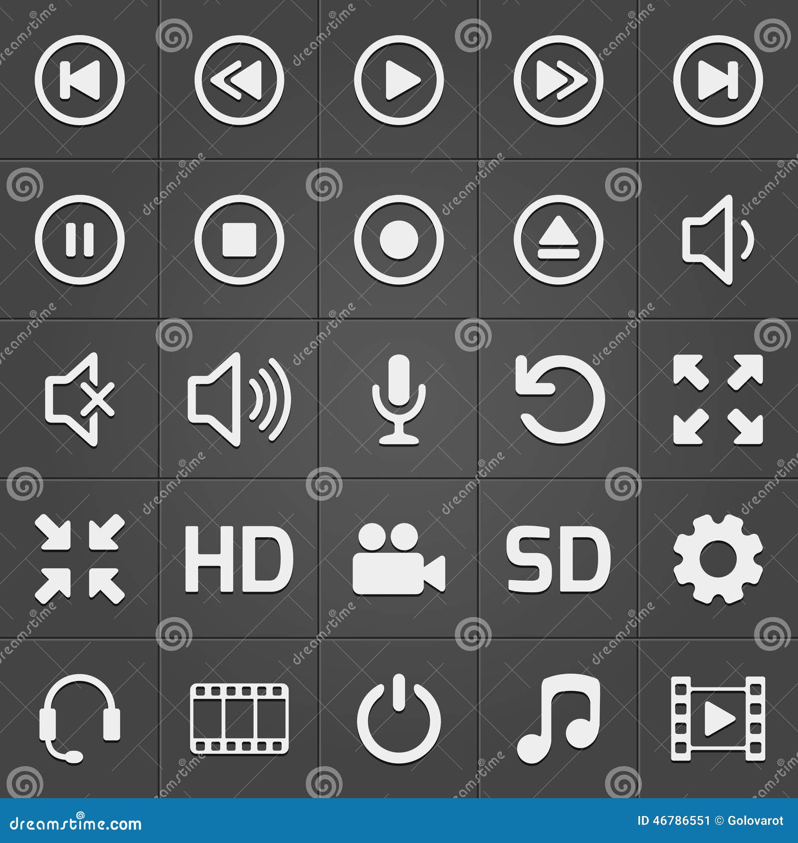 Media Interface Icon on Black Background. Vector Stock Vector ...