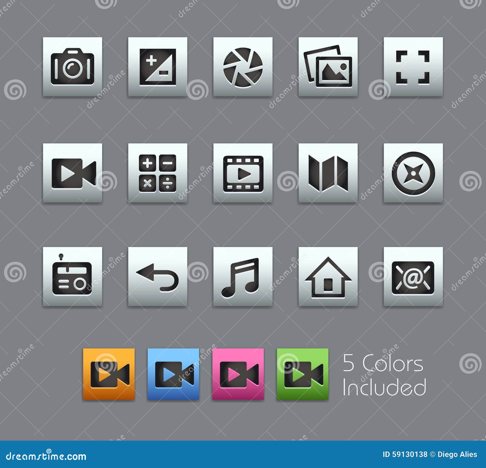 Media Interface Icons -- Satinbox Series Stock Vector - Illustration of ...