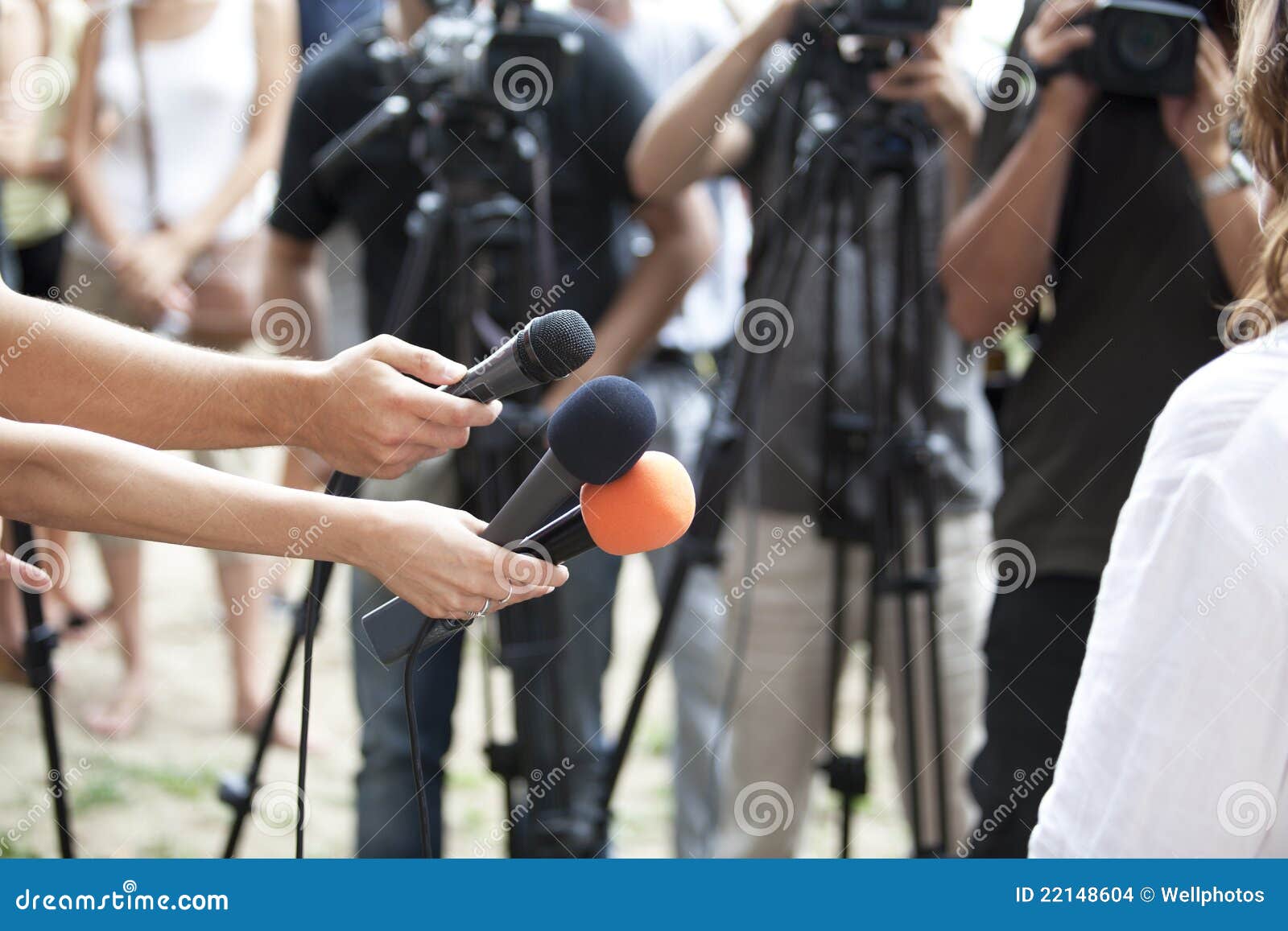 Media interview stock photo. Image of holding, correspondent - 22148604
