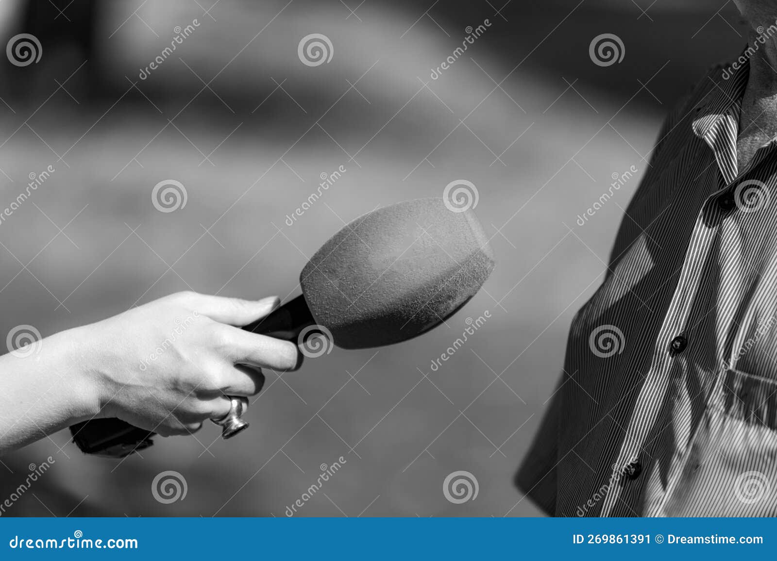 Media Interview Outdoors stock image. Image of television - 269861391