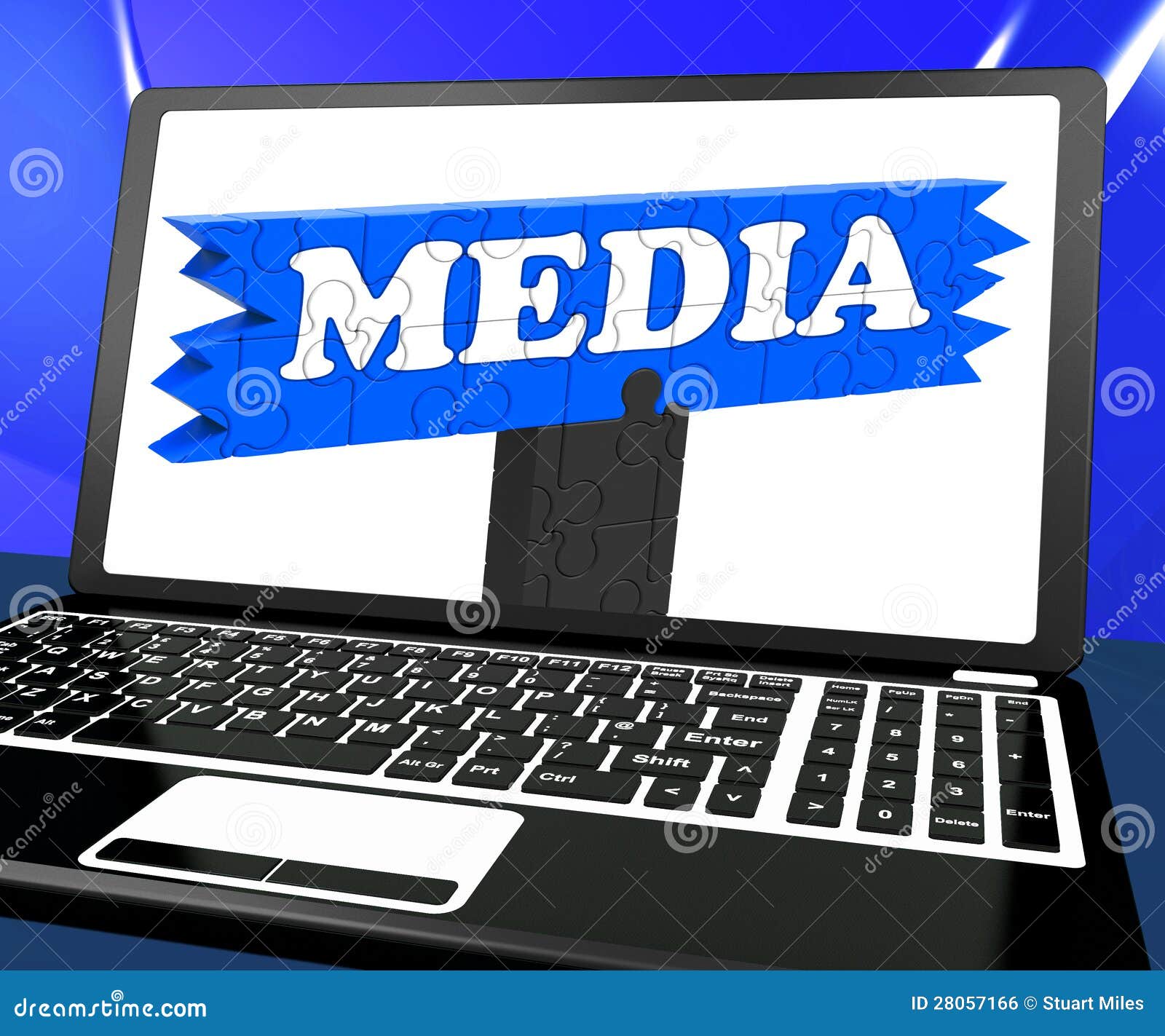 Media on Laptop Shows Internet Broadcasting Stock Illustration ...