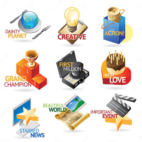 Media and leisure headers stock vector. Illustration of entertainment ...