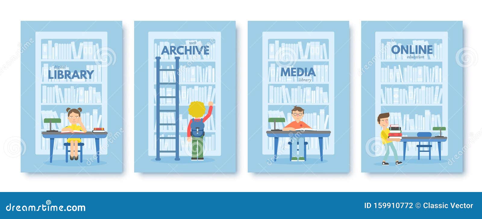 Media Library Brochure Vector Templates Set Stock Vector - Illustration ...