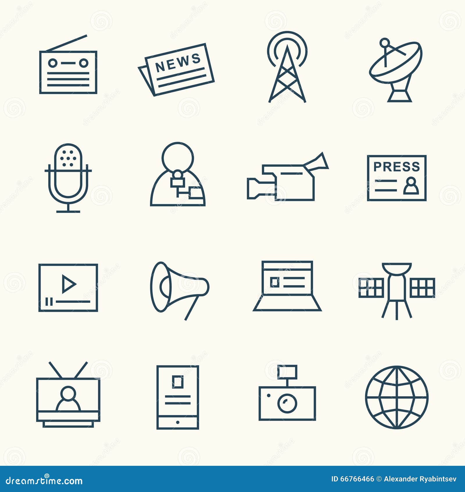 Media line icon set stock vector. Illustration of mobile - 66766466