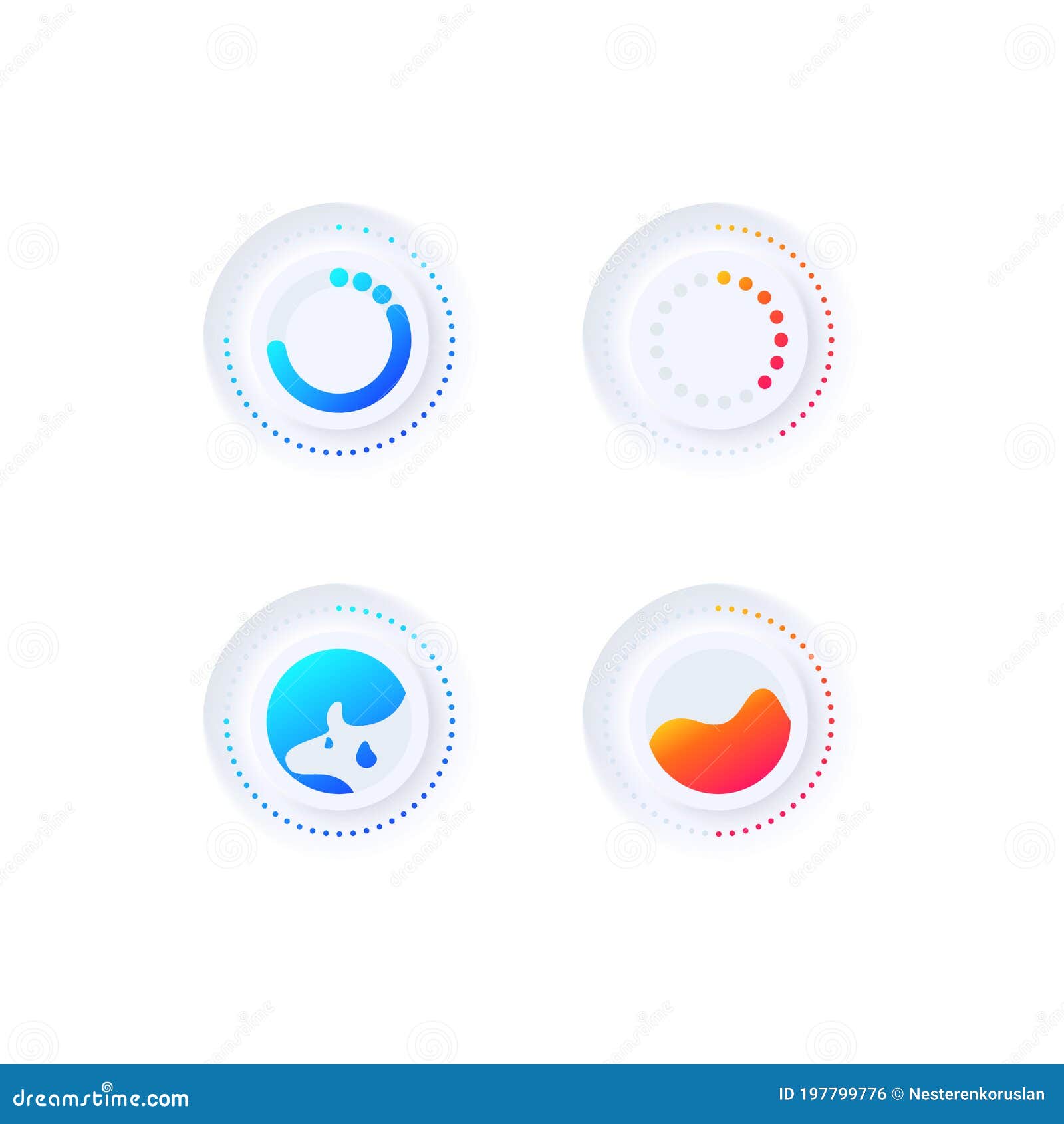 Media Loader UI Elements Kit Stock Vector - Illustration of circle ...