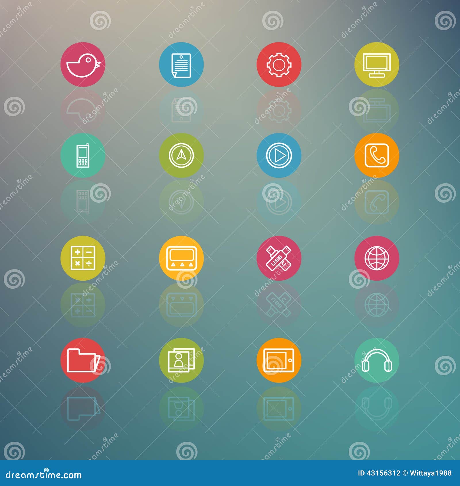 Media and Mobile Interface Circle Series on Retina Background - Stock ...