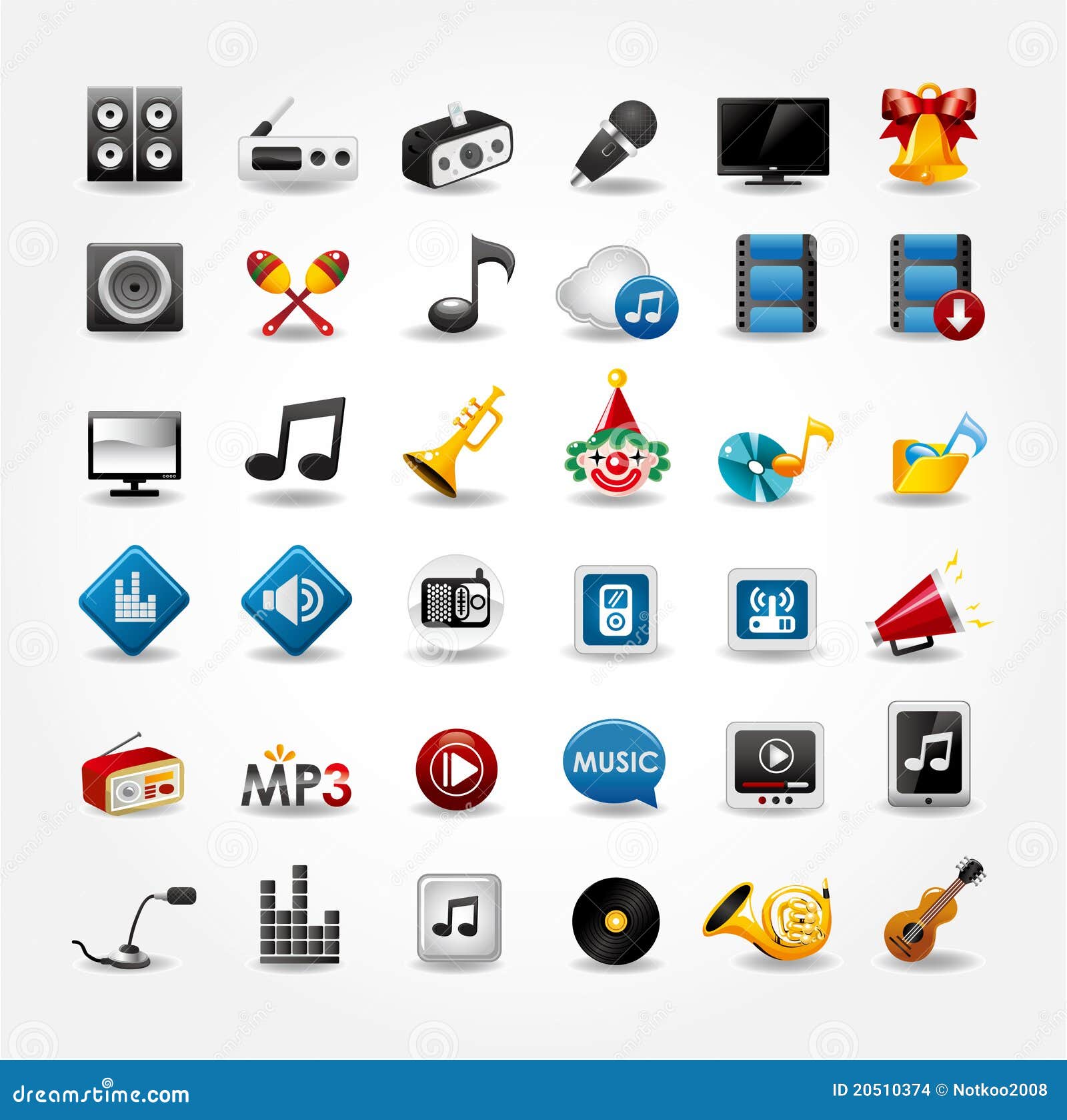 Media and Music Icons Collection Stock Vector - Illustration of ...