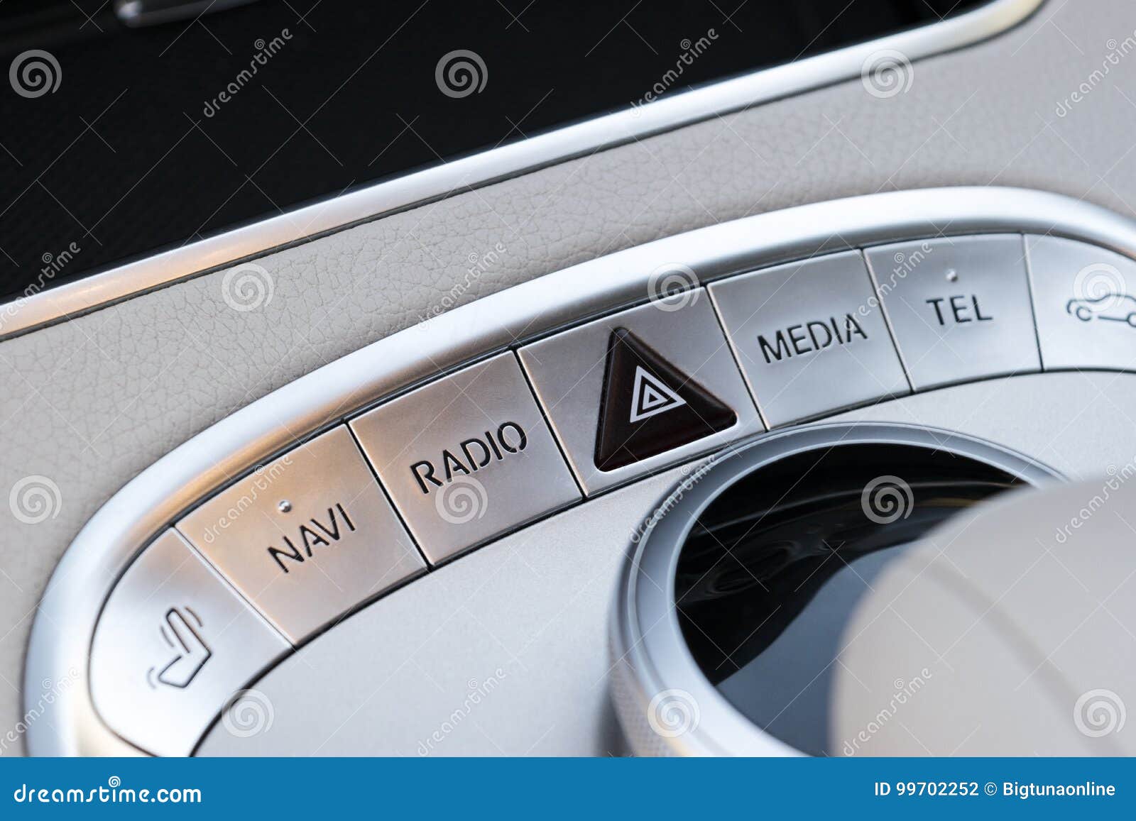 Media and Navigation Control Buttons of a Modern Car. Car Interior ...