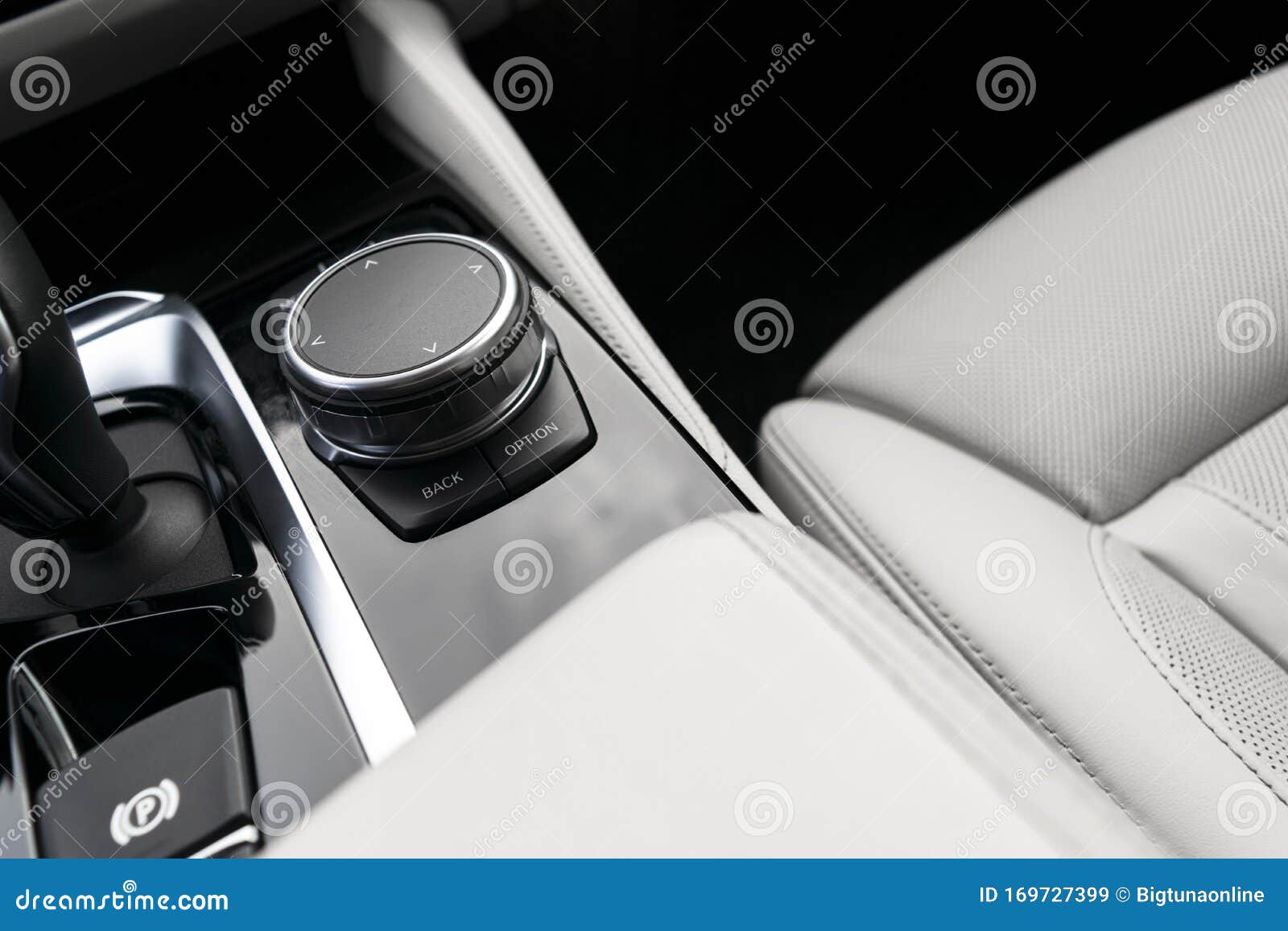 Media and Navigation Control Buttons of a Modern Car. Car Interior ...