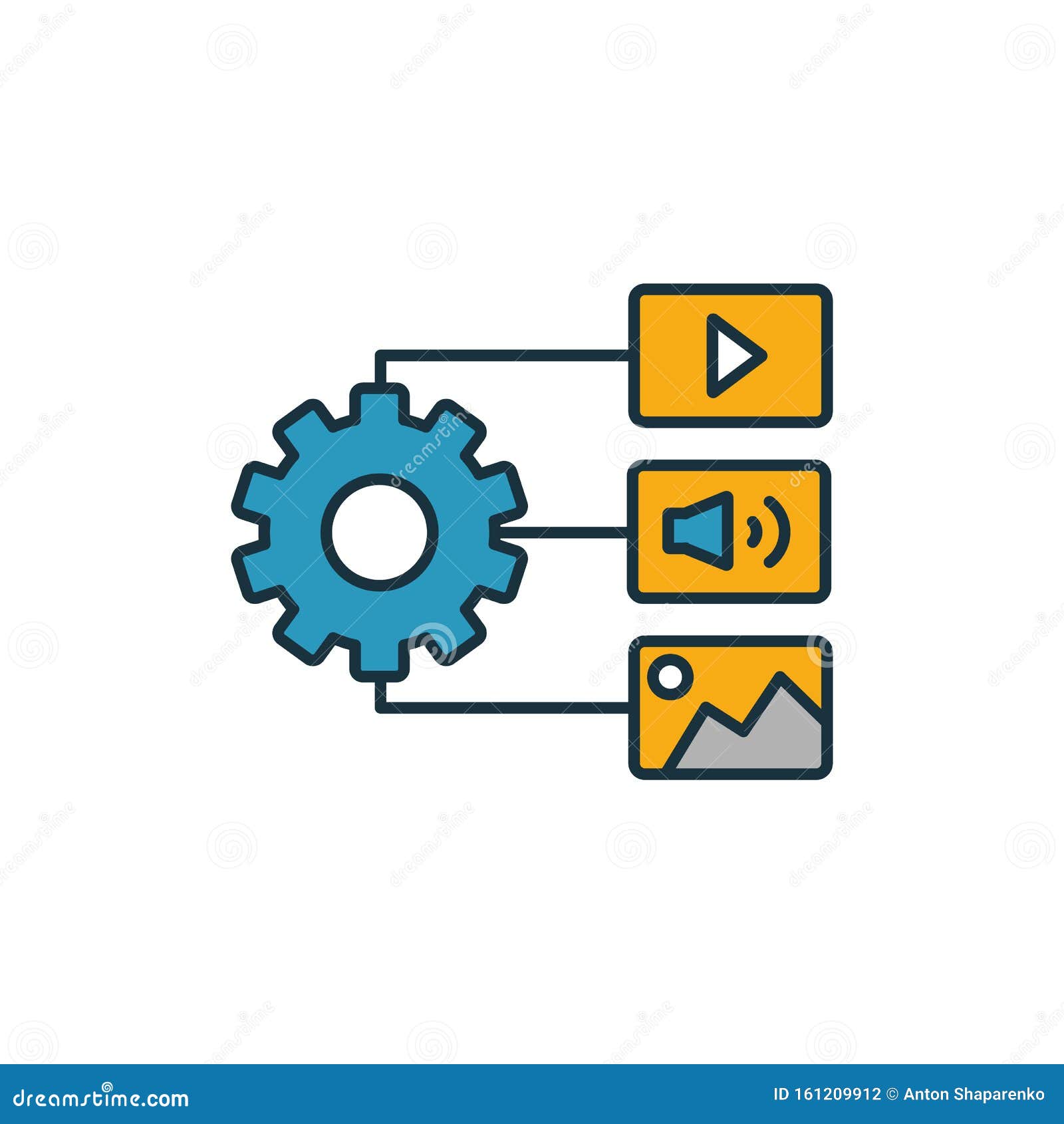 Media Plan Icon Set. Four Elements in Diferent Styles from Content ...