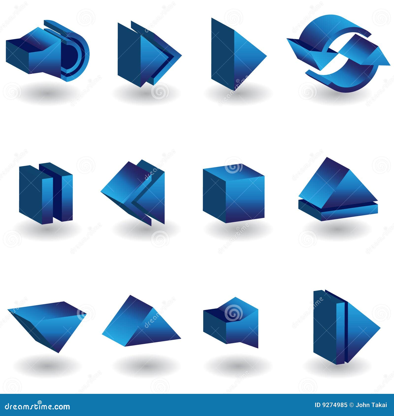 Media Player 3D Icon Set stock vector. Illustration of icon - 9274985
