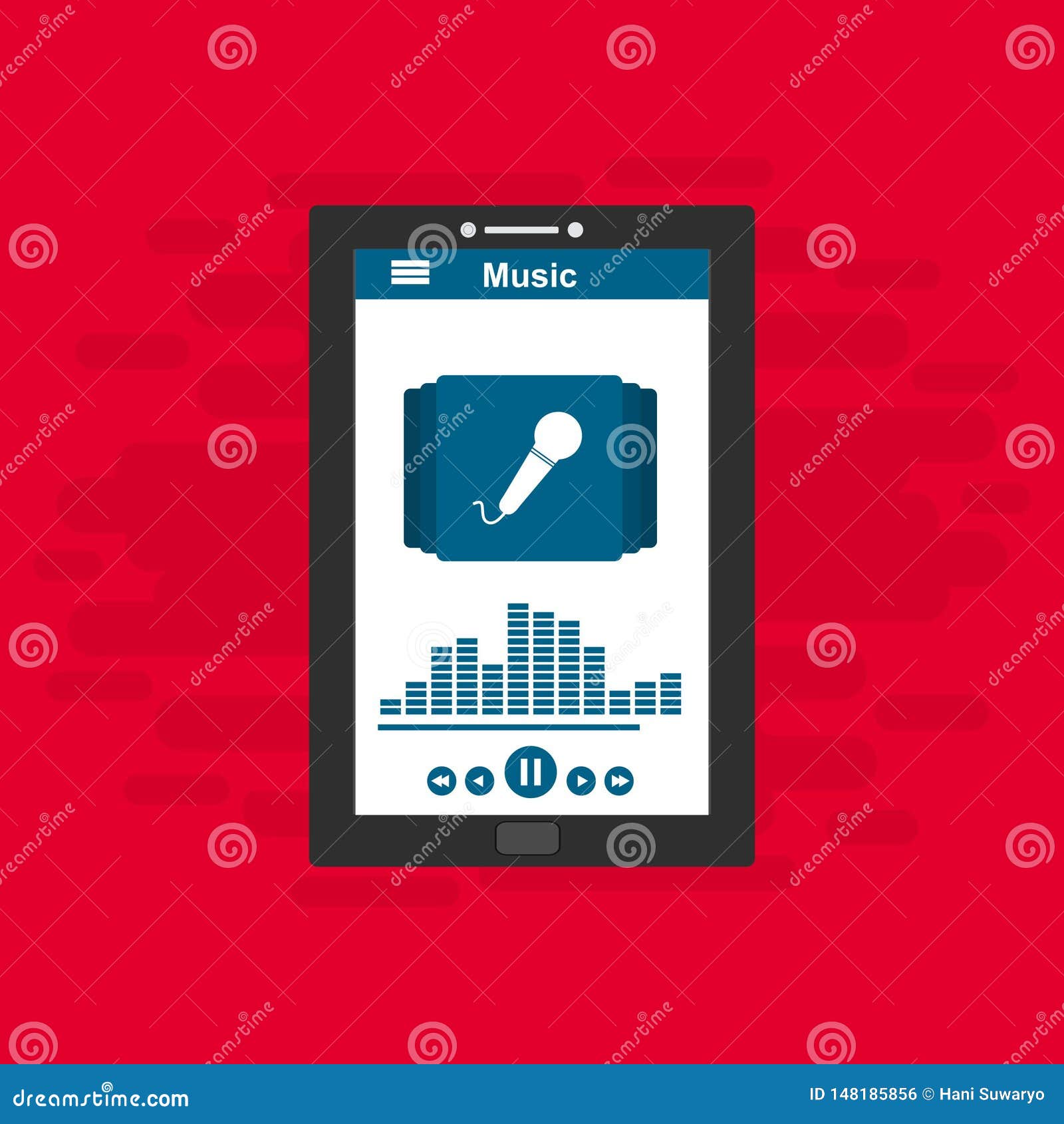 Media Player Application, App Template with Flat Design Style for ...