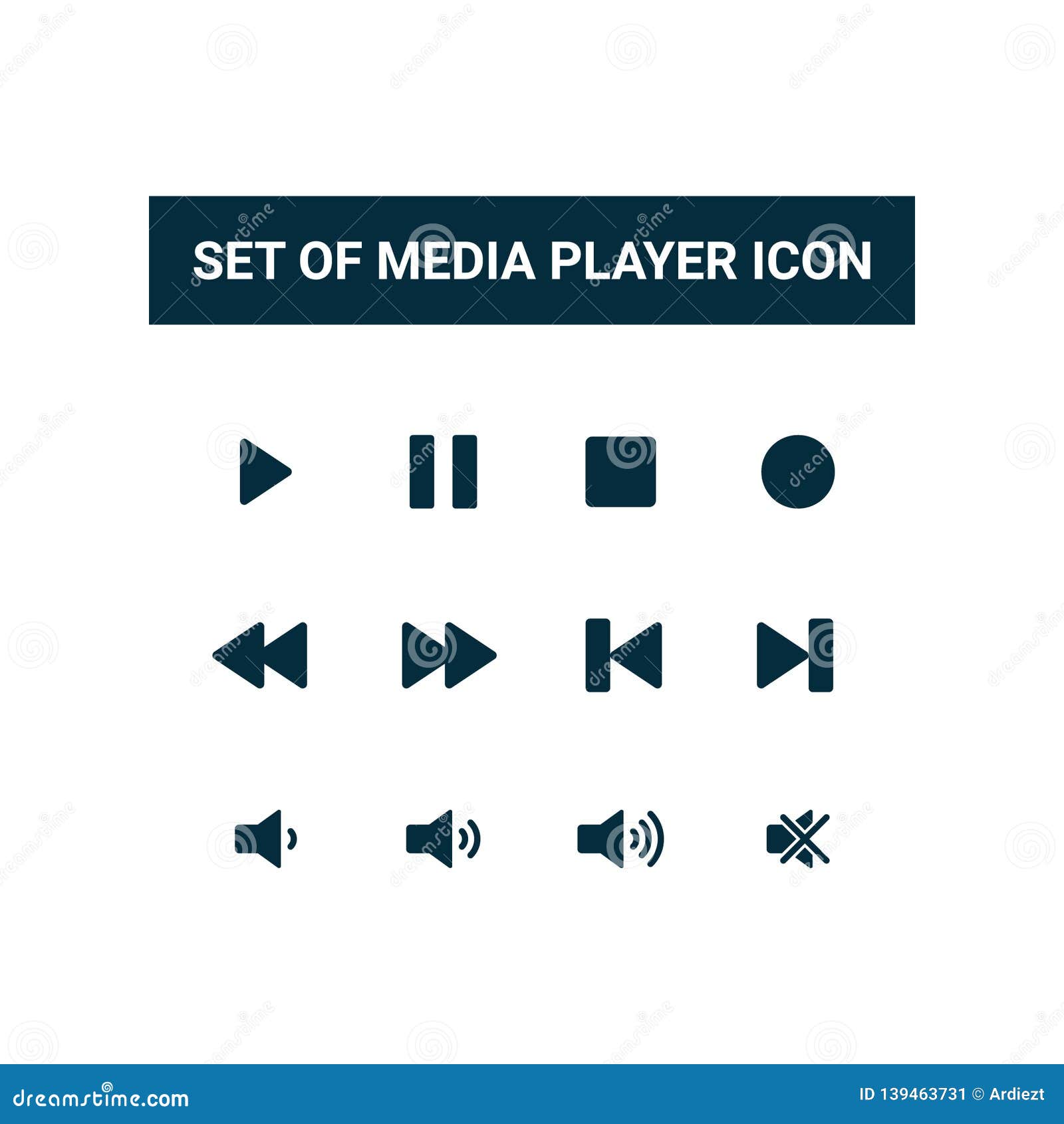 Media Player Button Icon Flat Design Vector Template Stock Vector ...