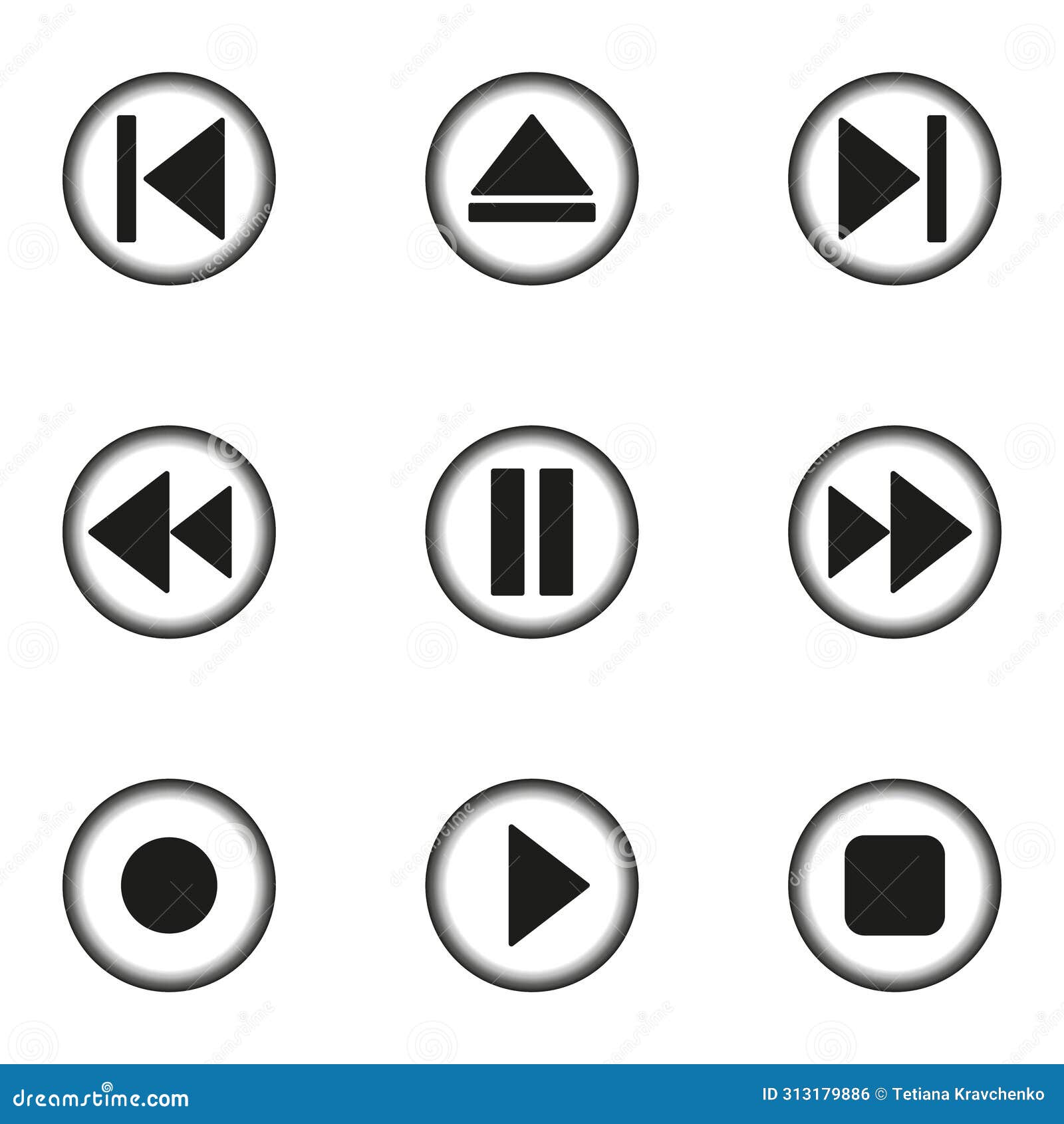 Media Player Button Icons. Multimedia Control Symbols. Vector ...