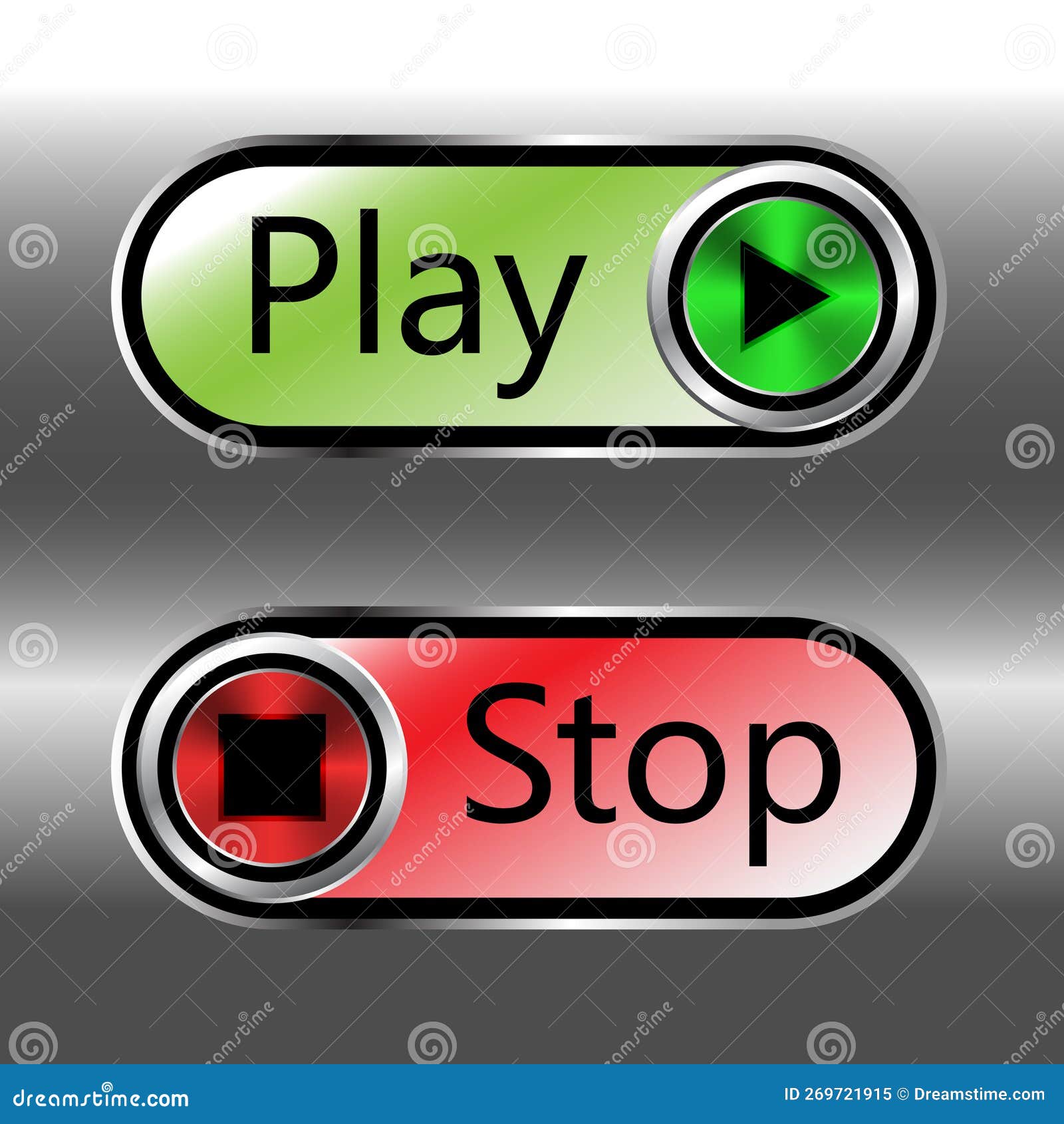 Media Player Buttons Stop and Play. Toggle Button Switch Off Turn on ...