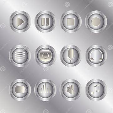 Media Player Control Button Ui Icon Set. Stock Vector - Illustration of ...