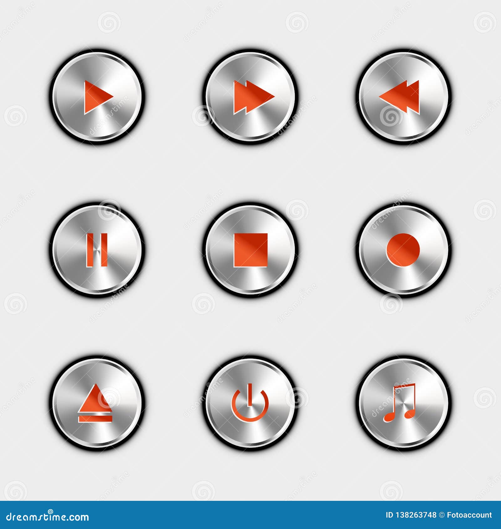 Media Player Control Icon Set - Silver Metallic Vector Illustration ... Media Player Control Icon Set - Silver Metallic Vector Illustration ...