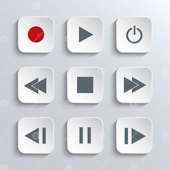 Media Player Control Icon Set Stock Vector - Illustration of element ...