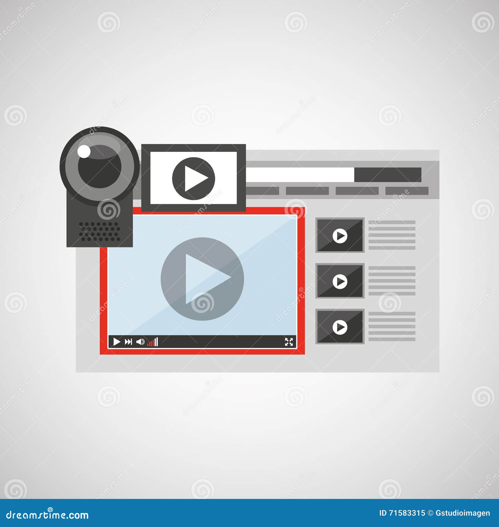 Media player design stock illustration. Illustration of website - 71583315