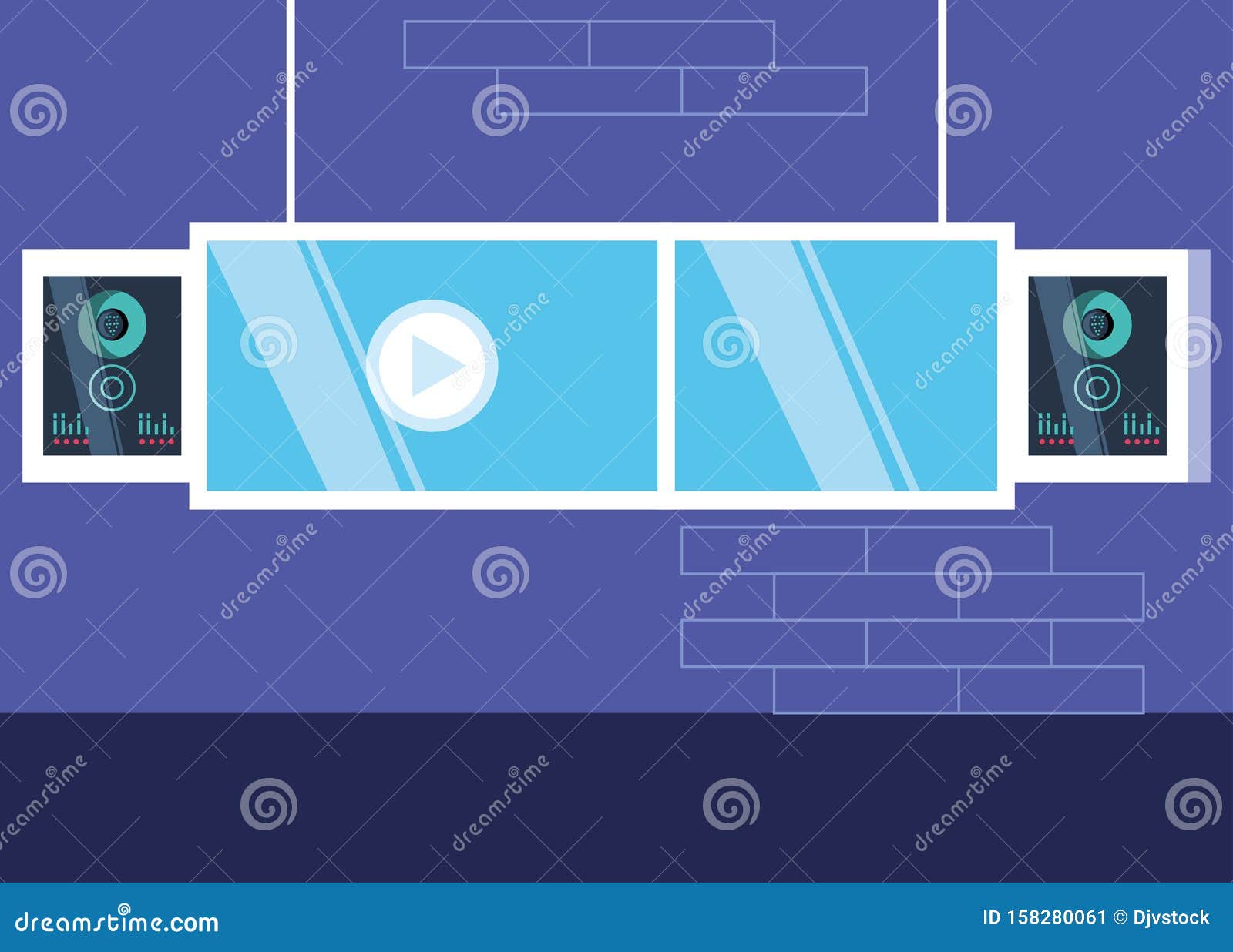 Media Player Display Technology with Speaker Stock Illustration ...