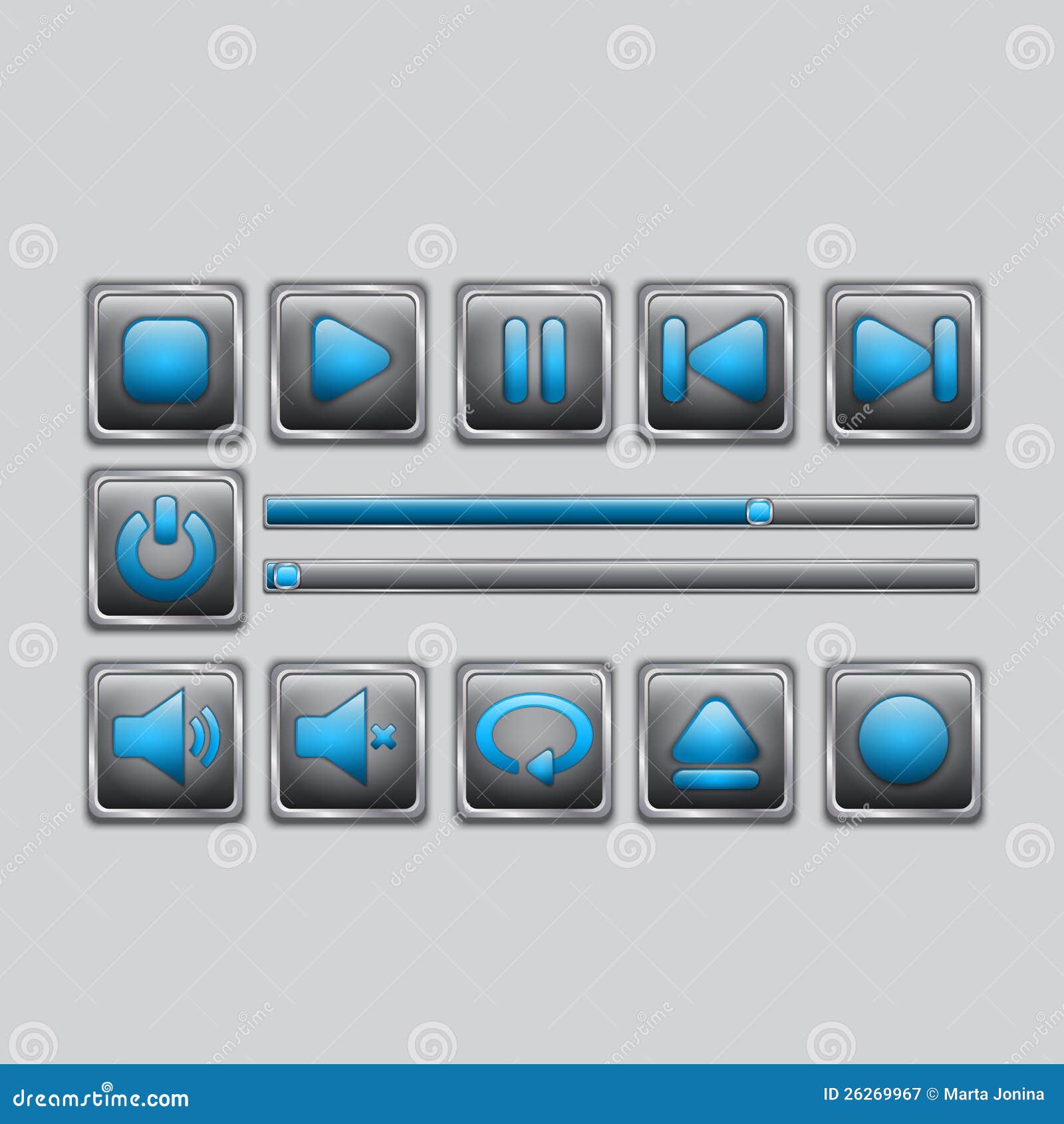 Media player elements stock vector. Illustration of play - 26269967