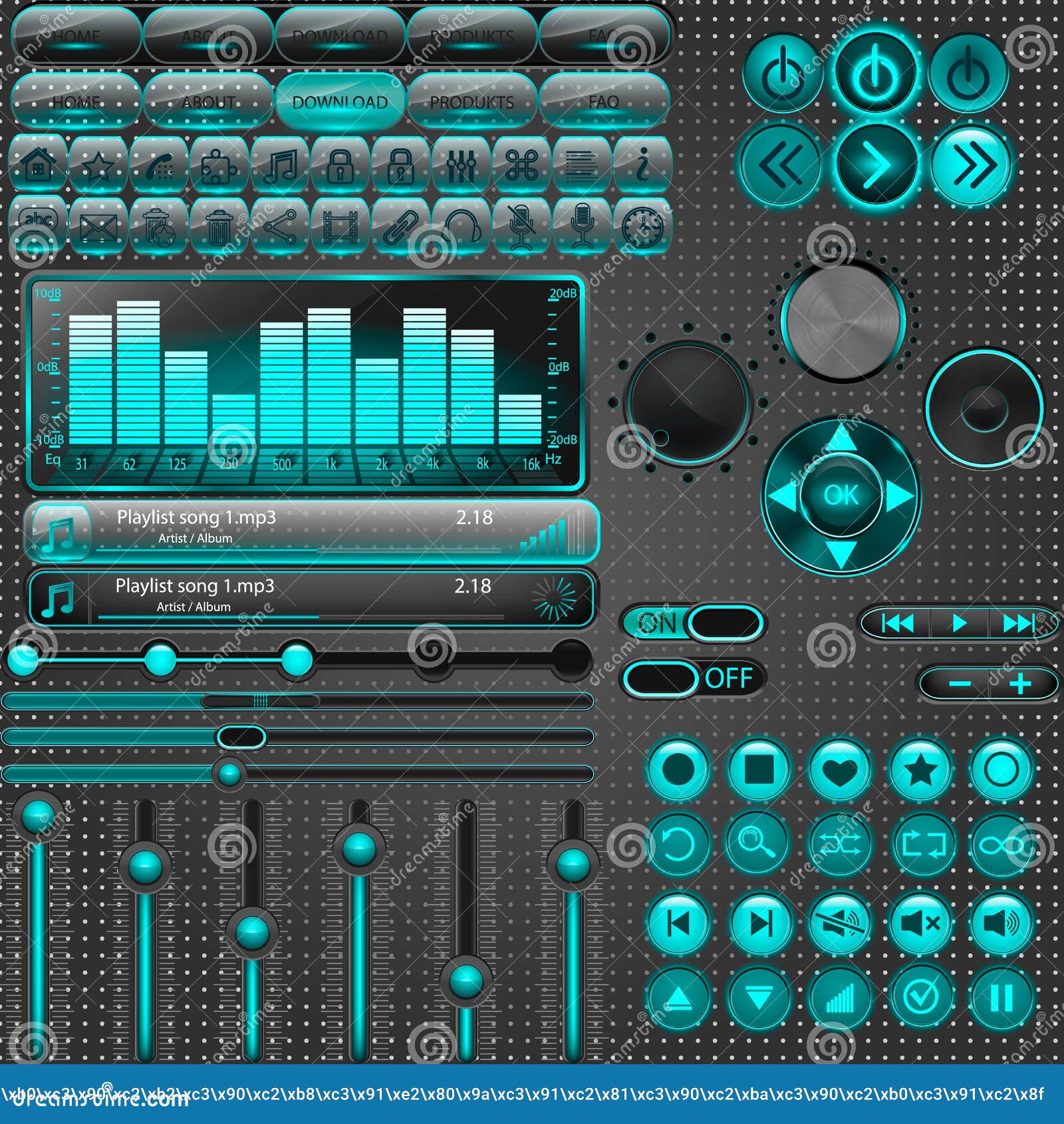 Media Player Elements stock vector. Illustration of glossy - 111619597