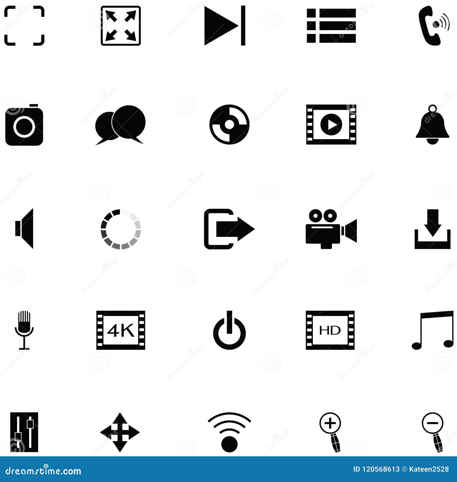 Media player icon set stock vector. Illustration of player - 120568613