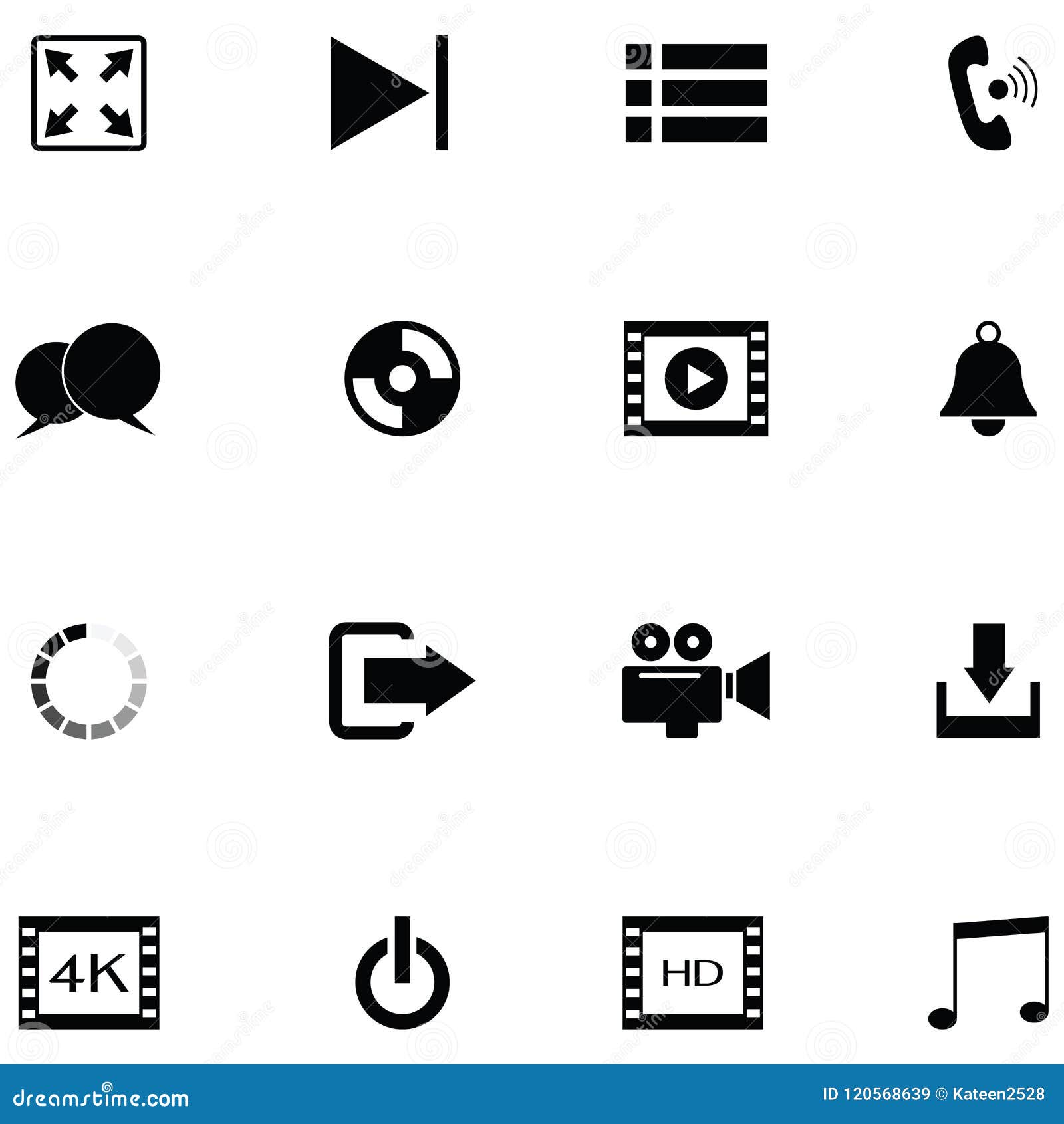 Media player icon set stock vector. Illustration of symbol - 120568639